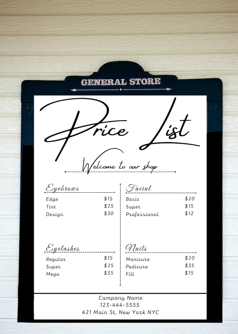 Small Business Price List Download, Price List Template, Editable Price ...