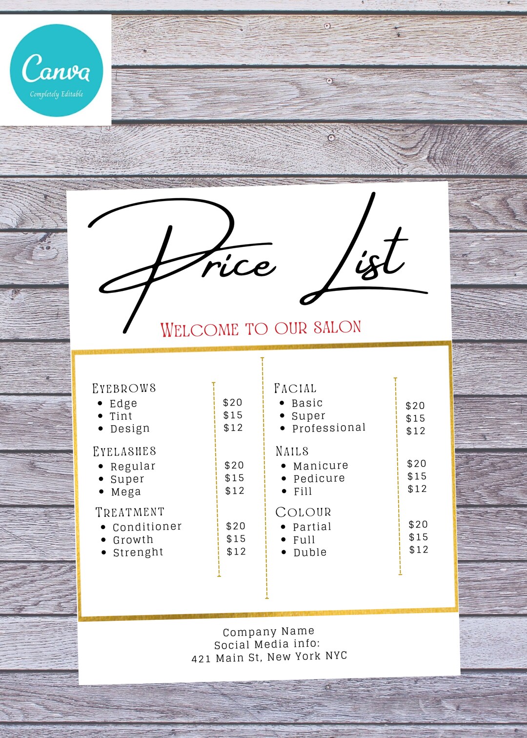 Small Business Price List Download, Price List Template, Editable Price ...