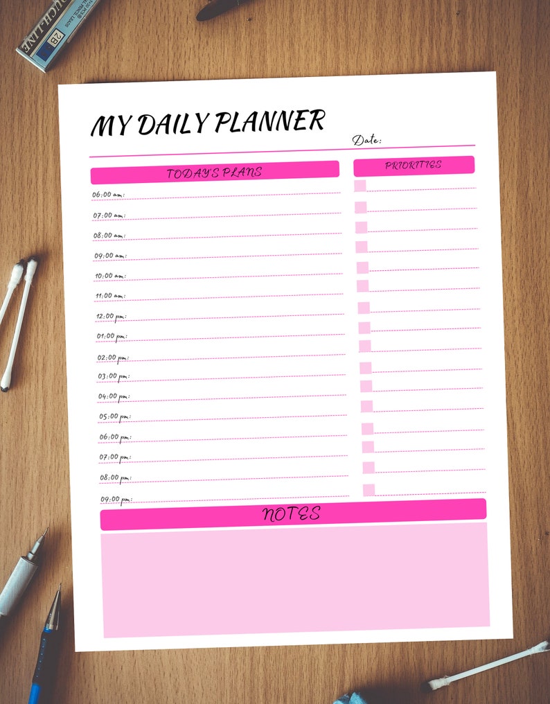 Daily Schedule, Editable Planner, Simple Planner, Undated Planner, Work ...