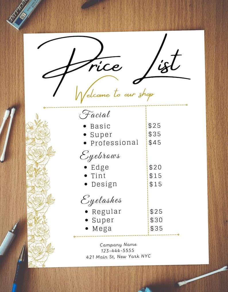 Small Business Price List Download, Price List Template, Editable Price ...