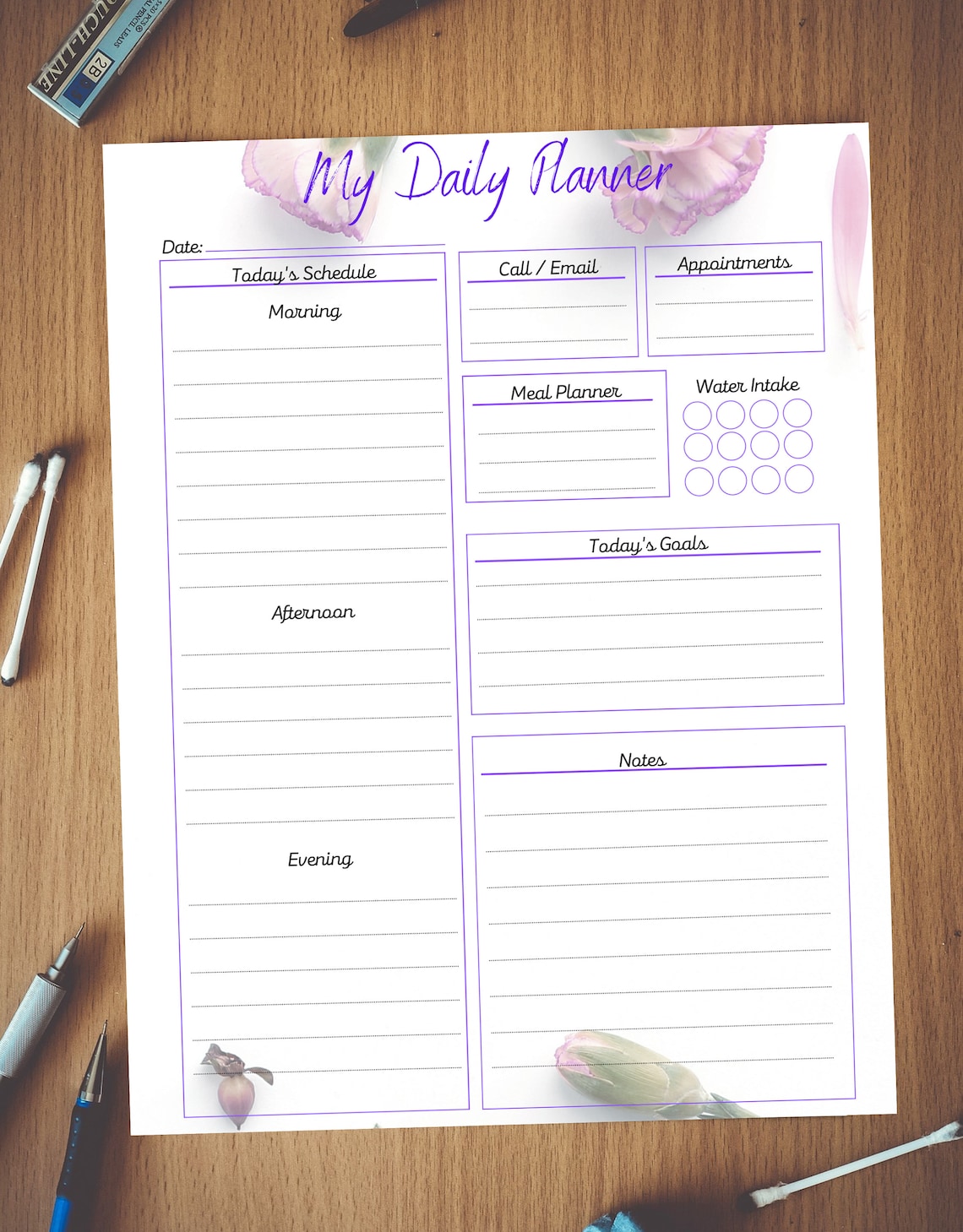 Daily Schedule, Editable Planner, Simple Planner, Undated Planner, Work ...