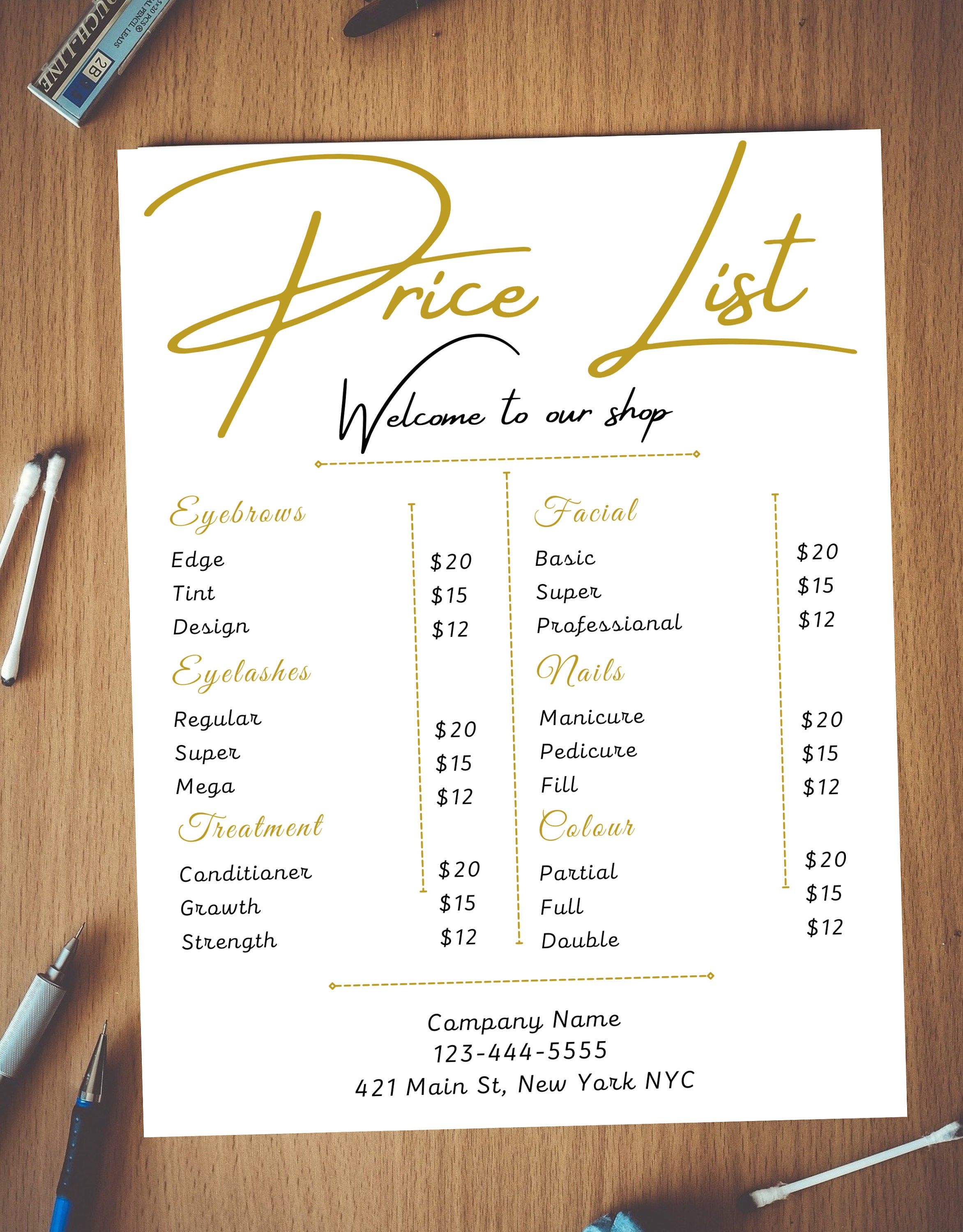 Small Business Price List Download, Price List Template, Editable Price ...