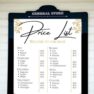 Small Business Price List Download, Price List Template, Editable Price ...