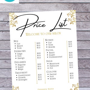 Small Business Price List Download, Price List Template, Editable Price ...