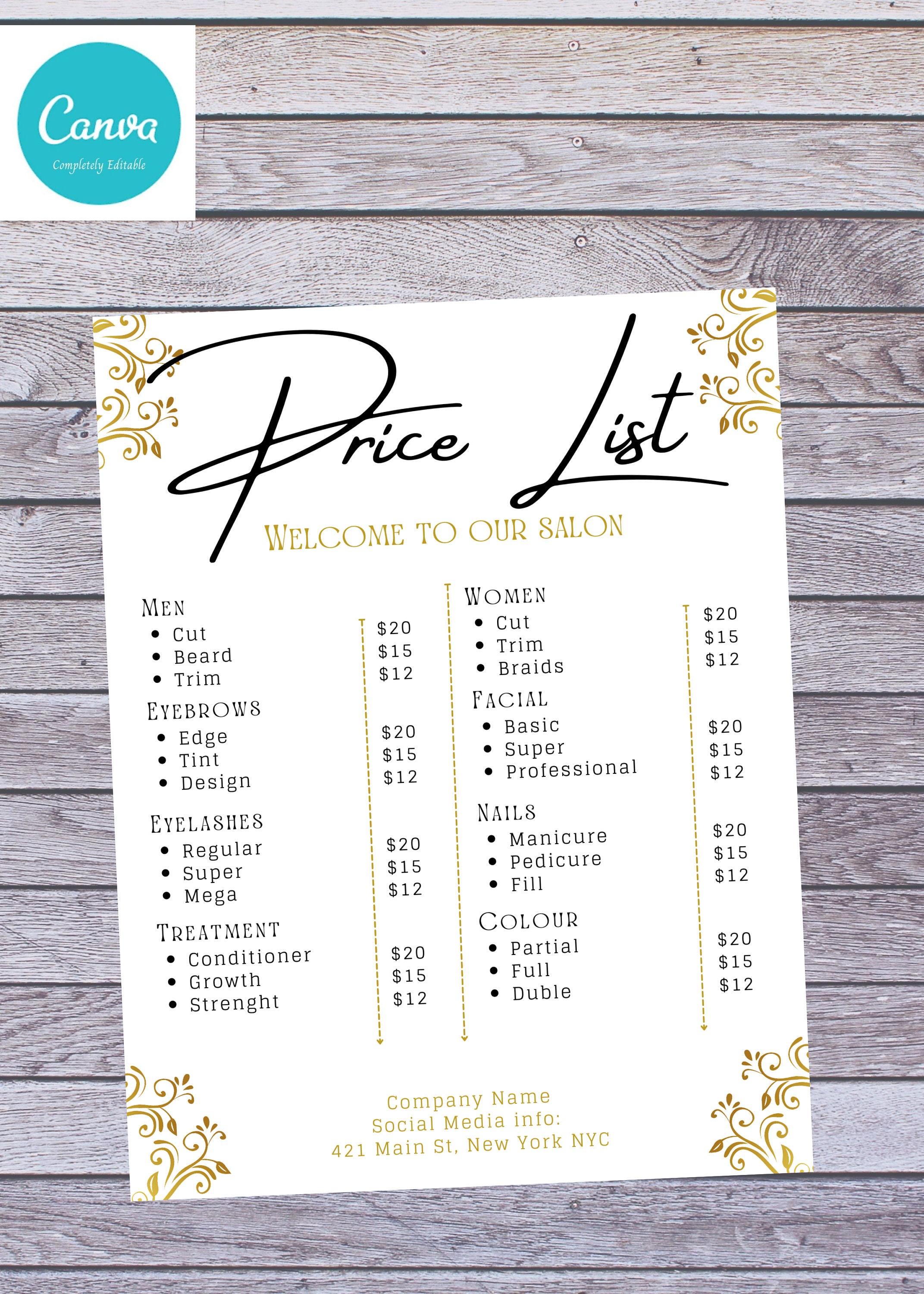 Small Business Price List Download, Price List Template, Editable Price ...