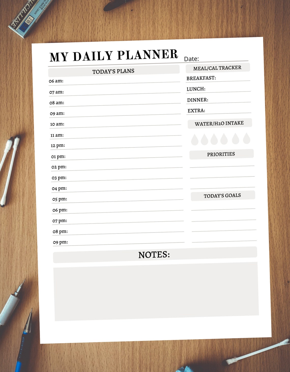 Daily Schedule, Editable Planner, Simple Planner, Undated Planner, Work ...