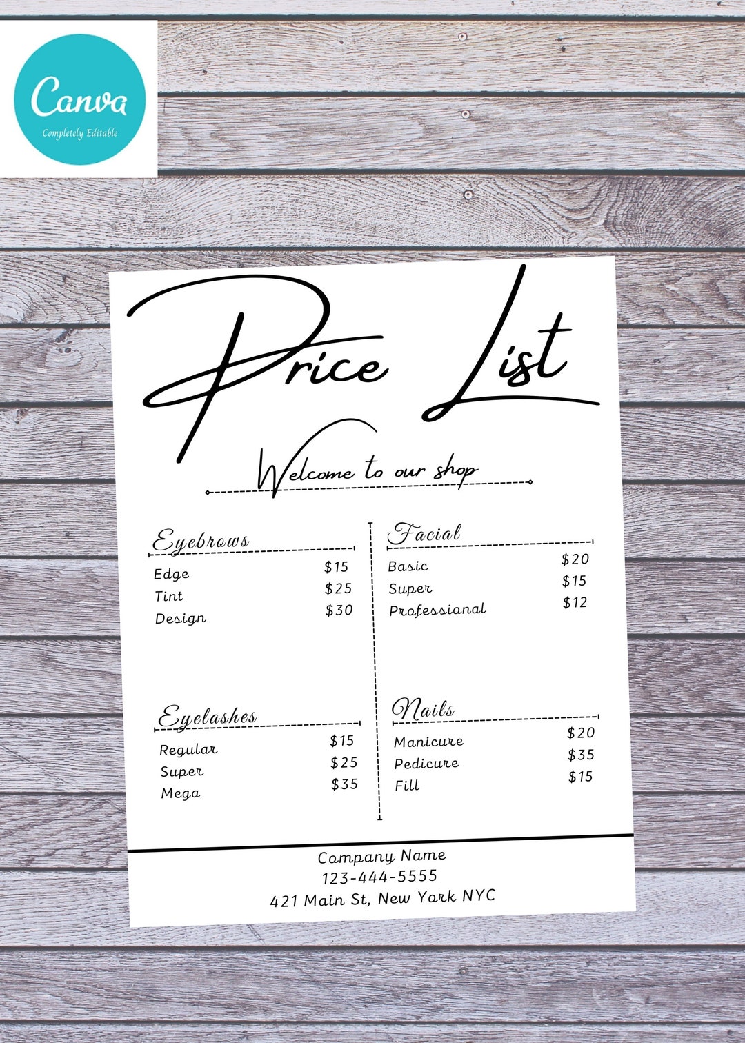 Small Business Price List Download, Price List Template, Editable Price ...