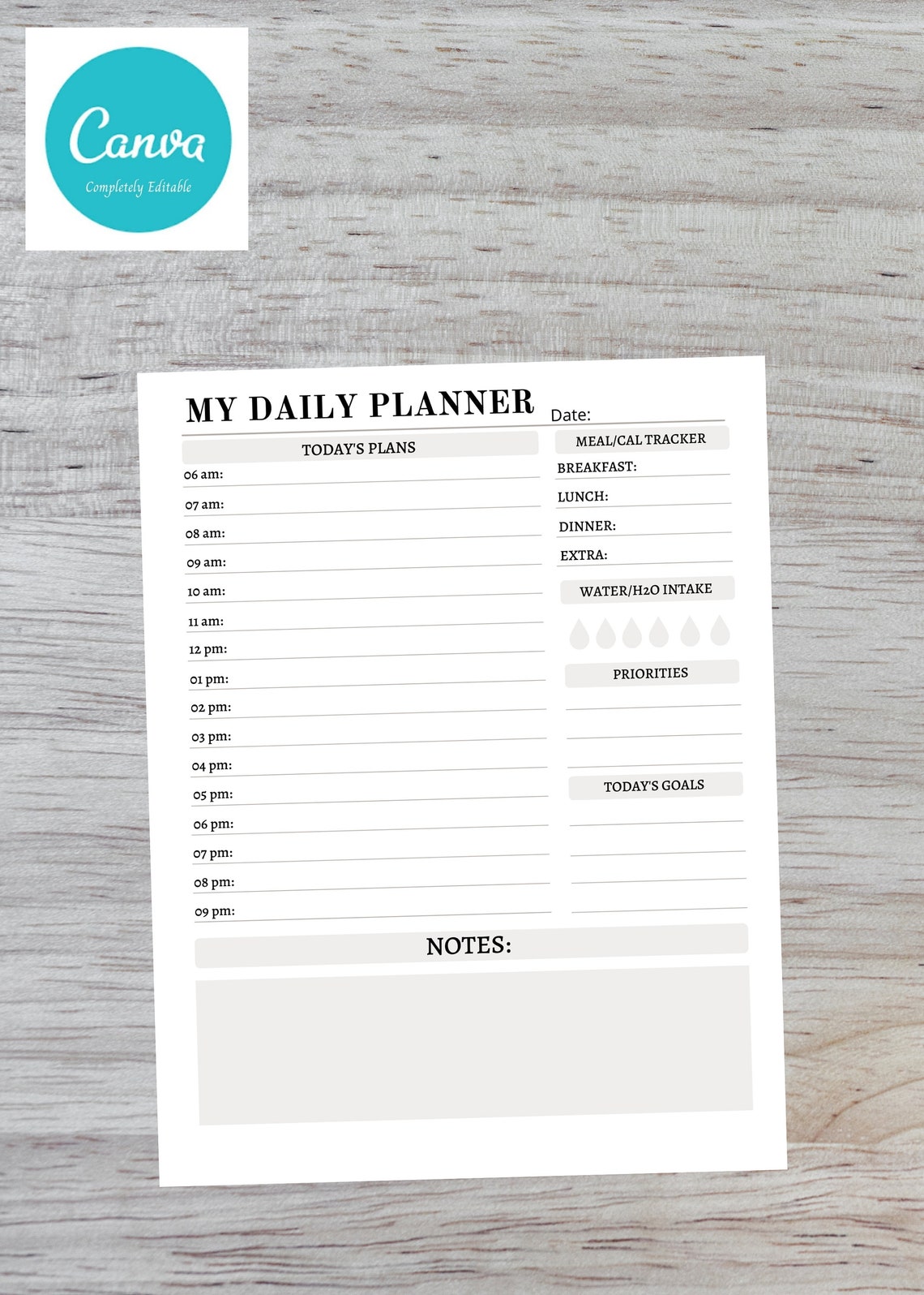 Daily Schedule, Editable Planner, Simple Planner, Undated Planner, Work ...