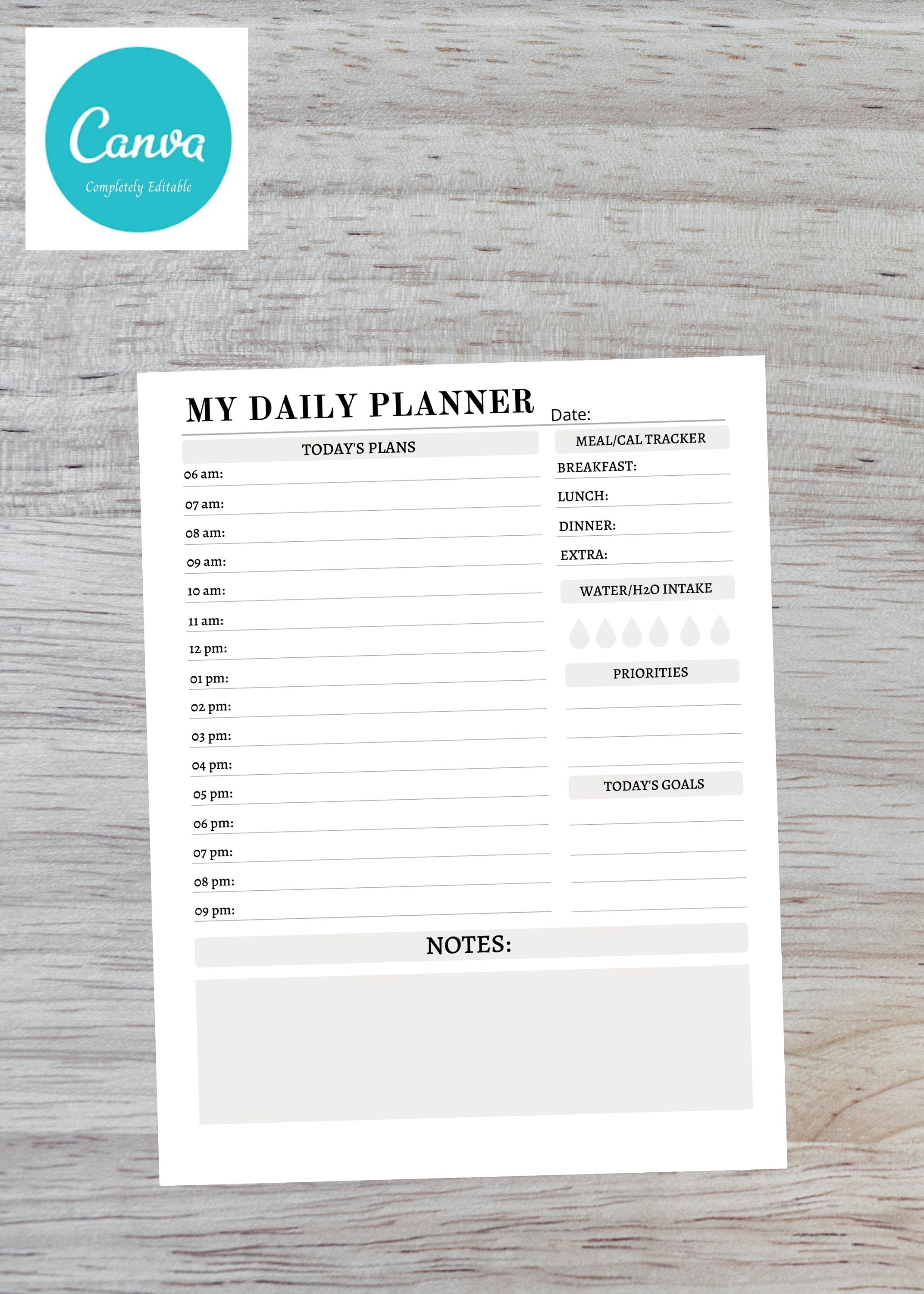 Daily Schedule, Editable Planner, Simple Planner, Undated Planner, Work ...
