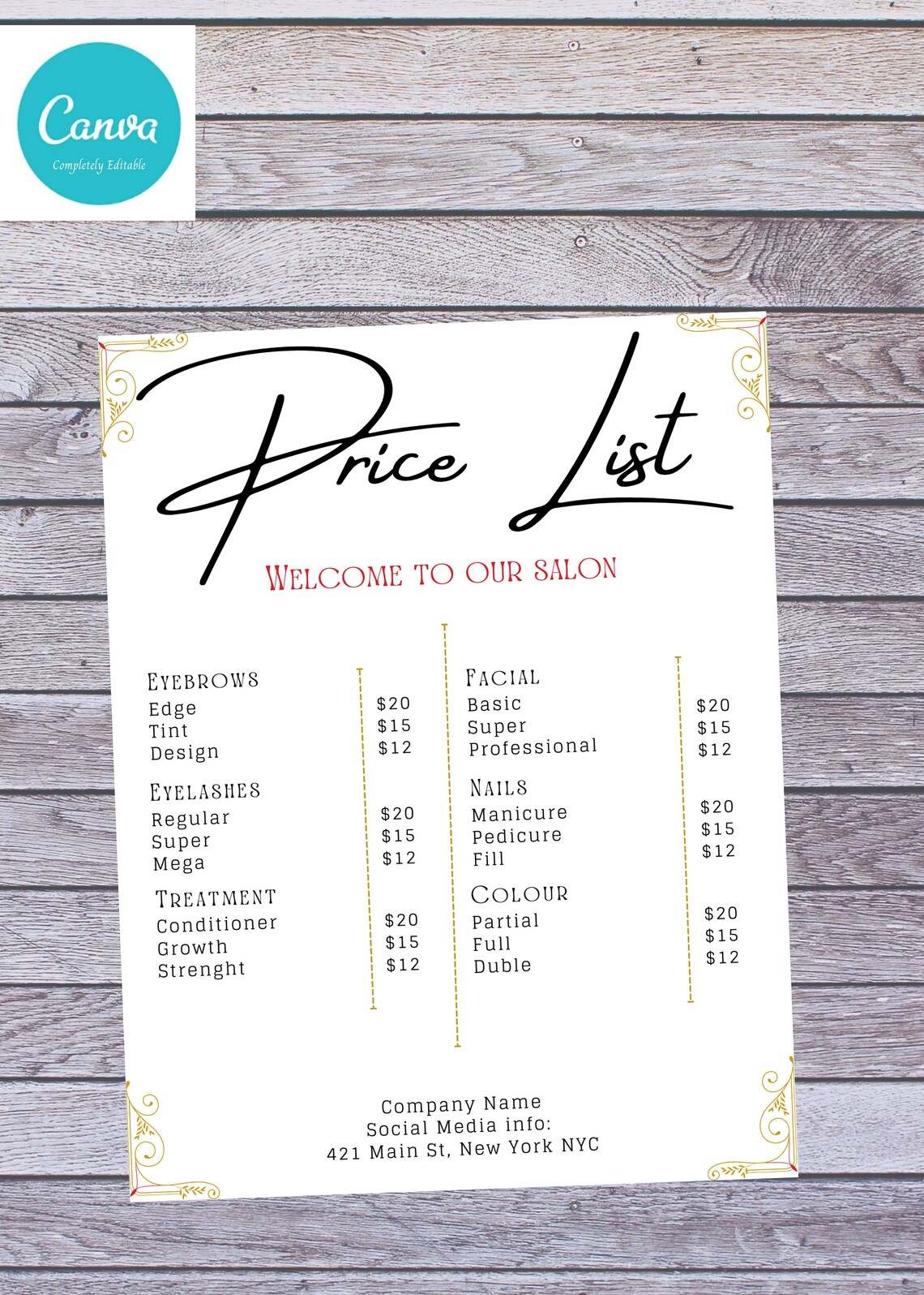 Small Business Price List Download, Price List Template, Editable Price ...