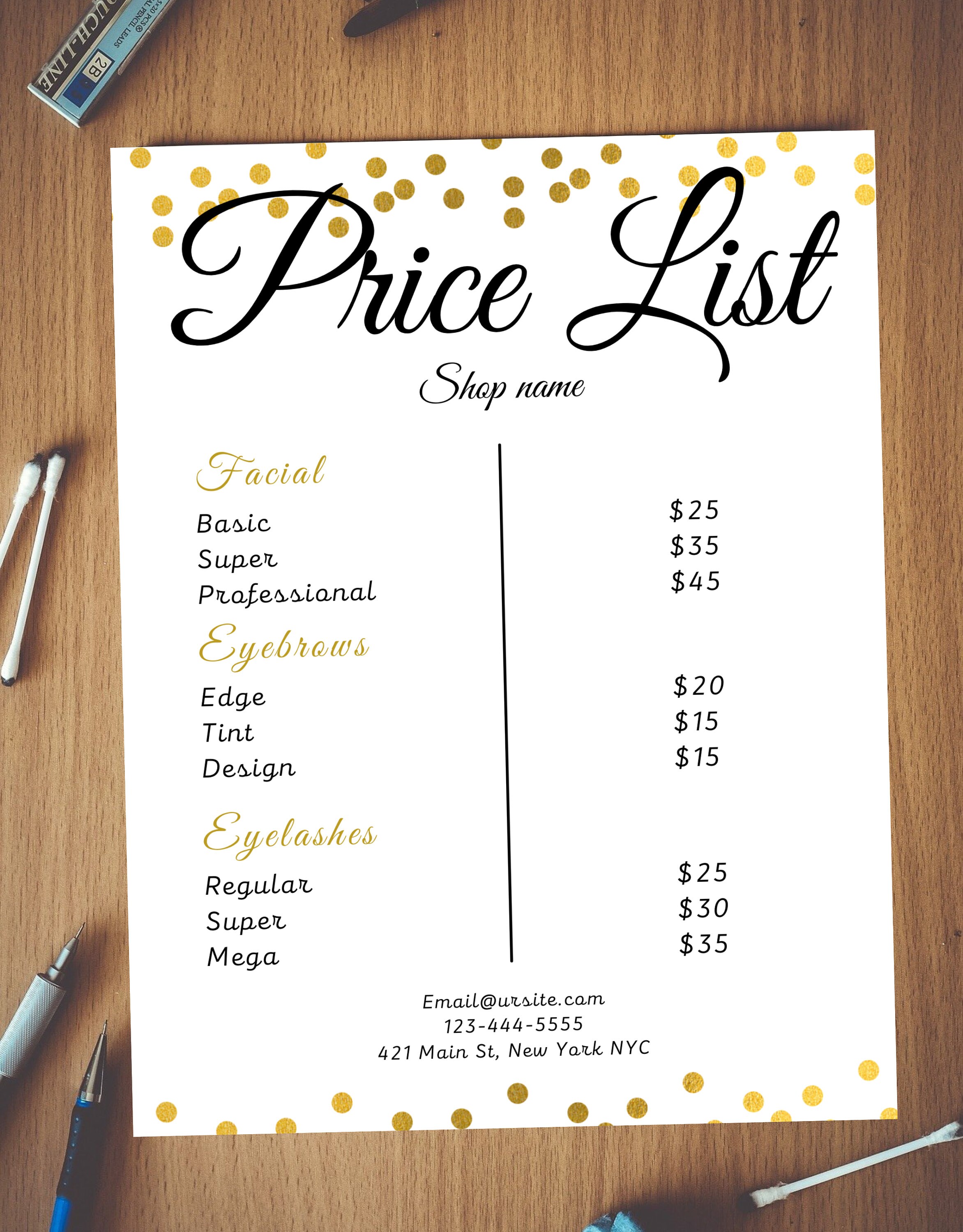 Small Business Price List Download, Price List Template, Editable Price ...