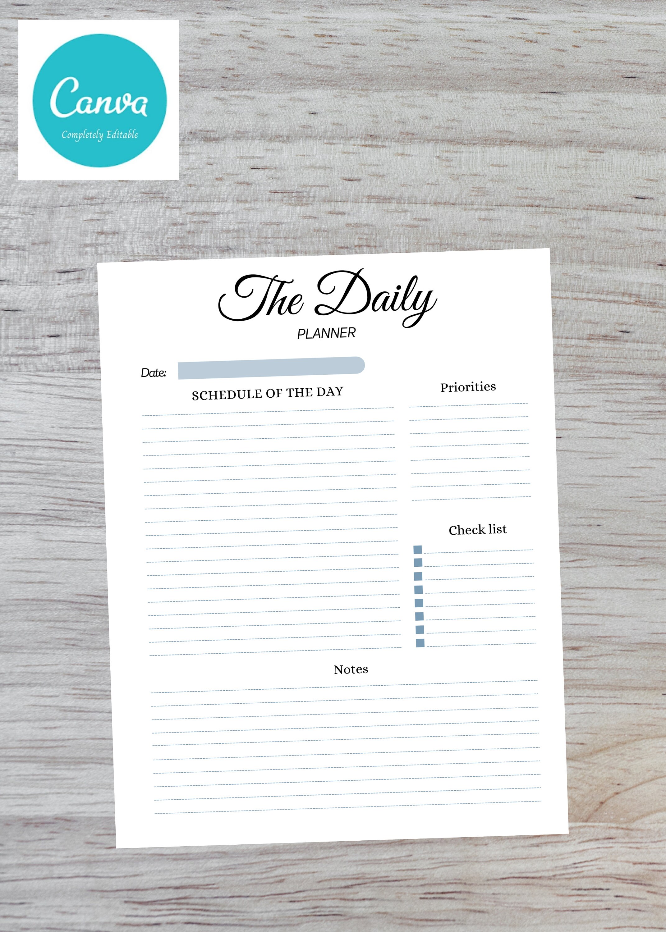 Daily Schedule Editable Planner Simple Planner Undated | Etsy