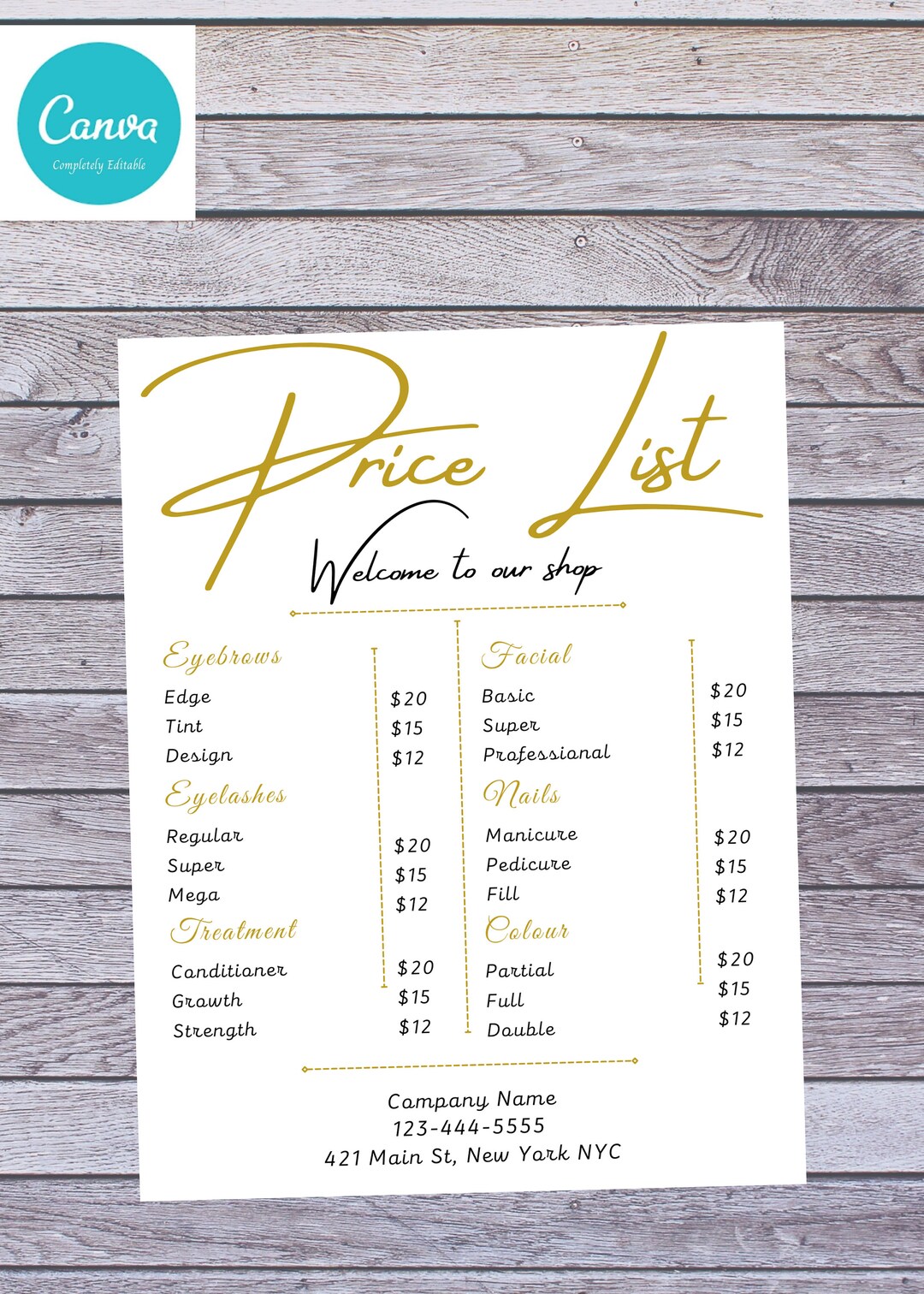 Small Business Price List Download, Price List Template, Editable Price ...