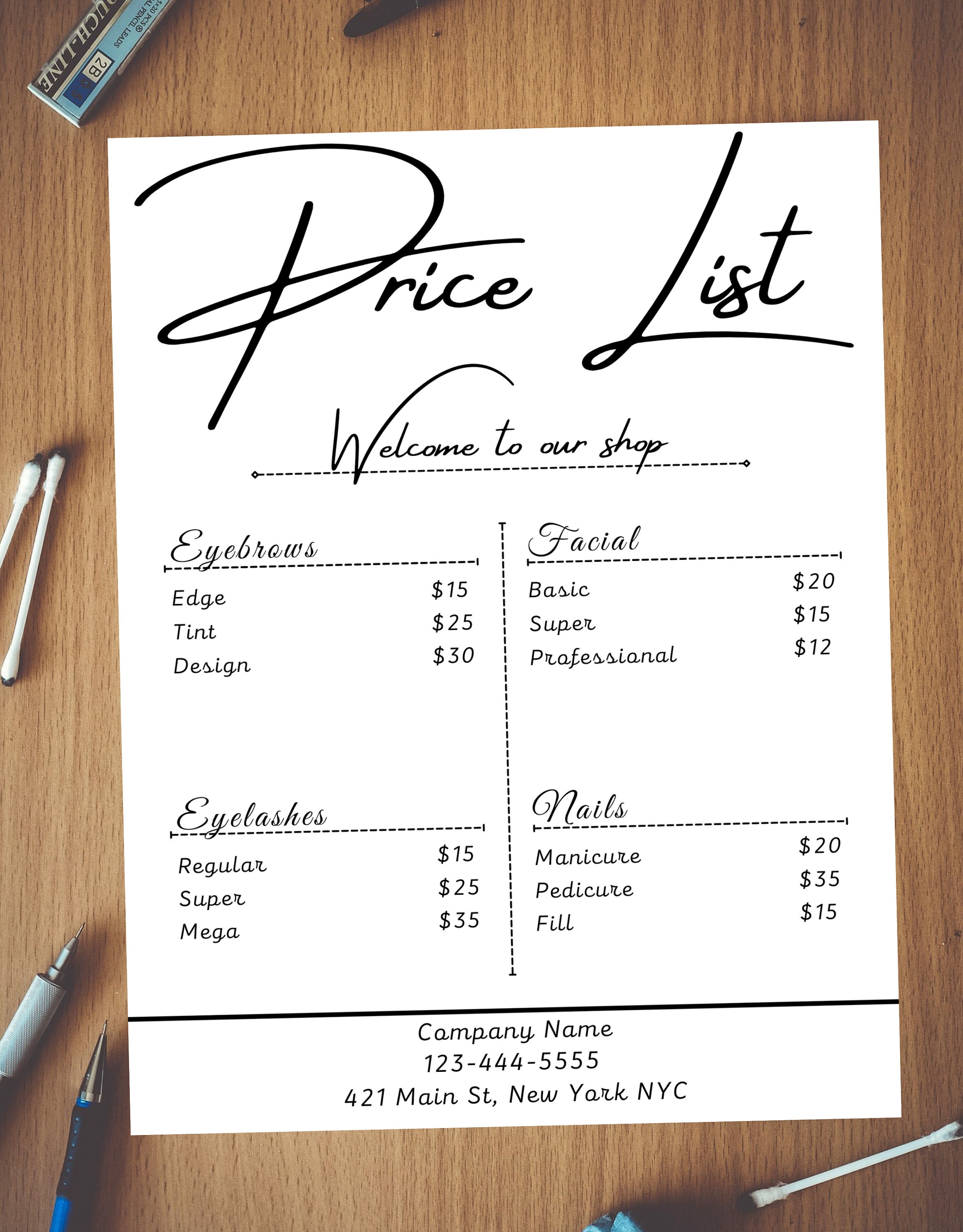 Small Business Price List Download, Price List Template, Editable Price ...