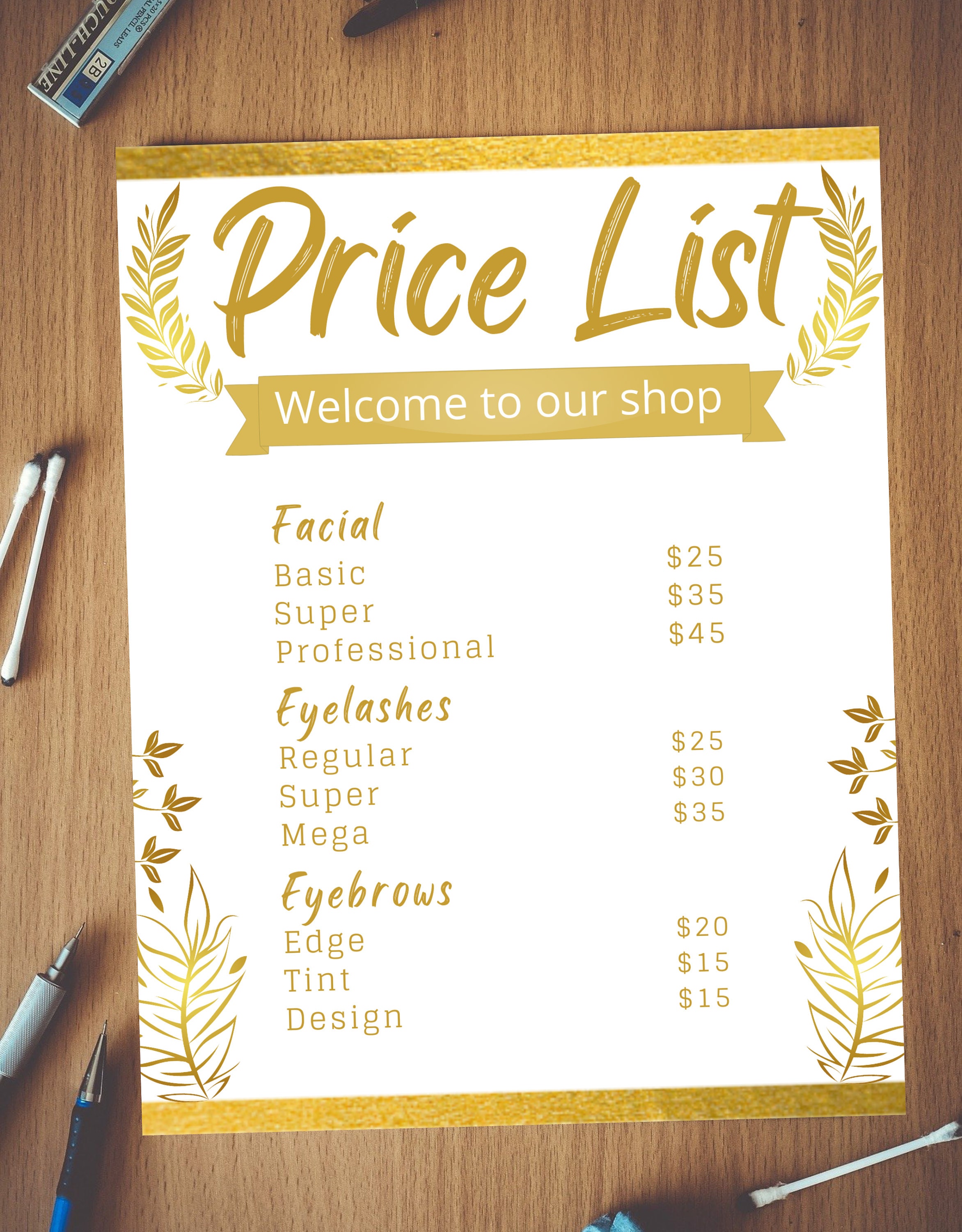 Small Business Price List Download, Price List Template, Editable Price ...