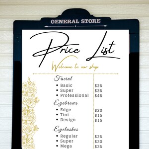 Small Business Price List Download, Price List Template, Editable Price ...