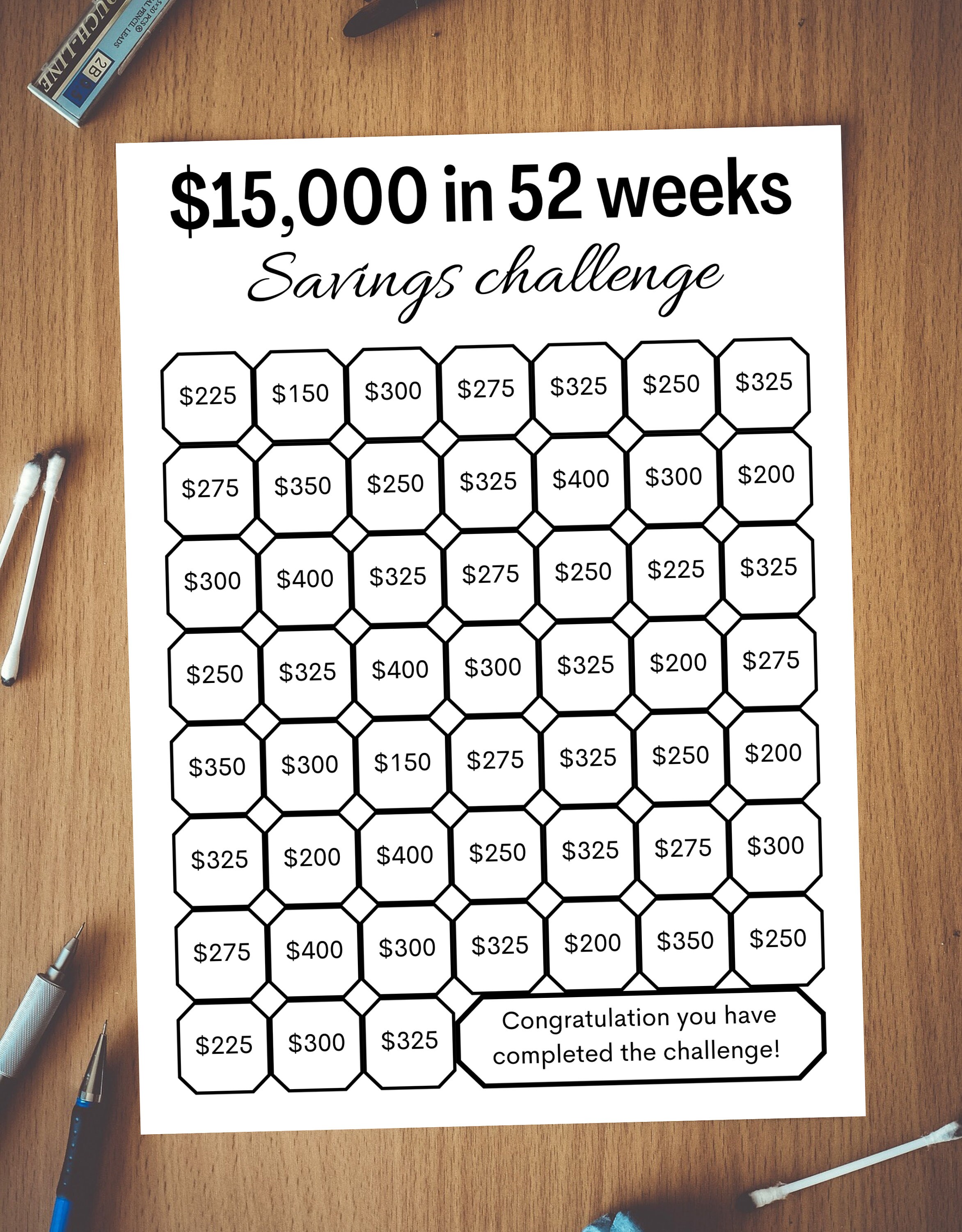 15 000 In 52 Weeks Savings Challenge Saving Challenge For One Year