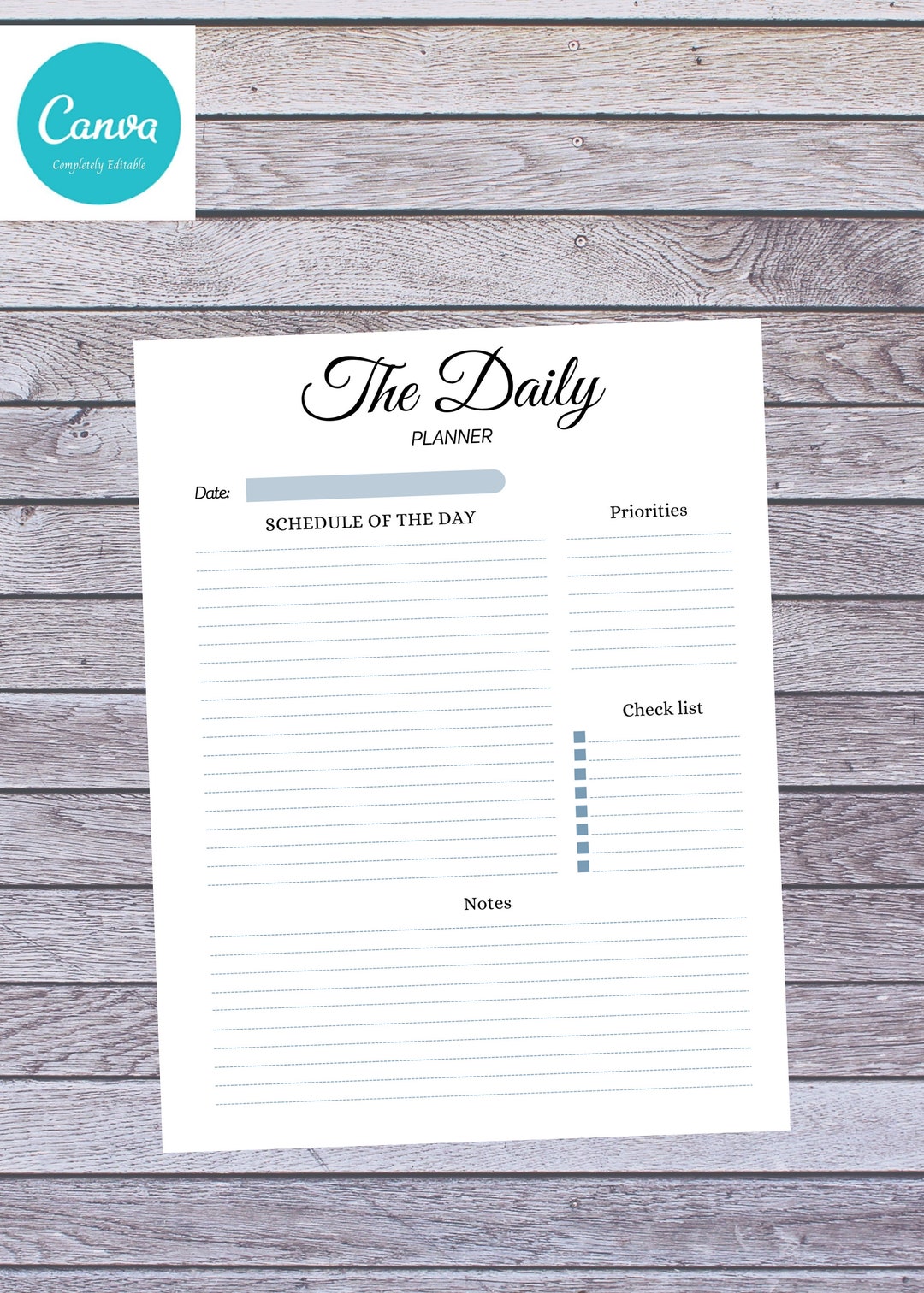 Daily Schedule, Editable Planner, Simple Planner, Undated Planner, Work ...