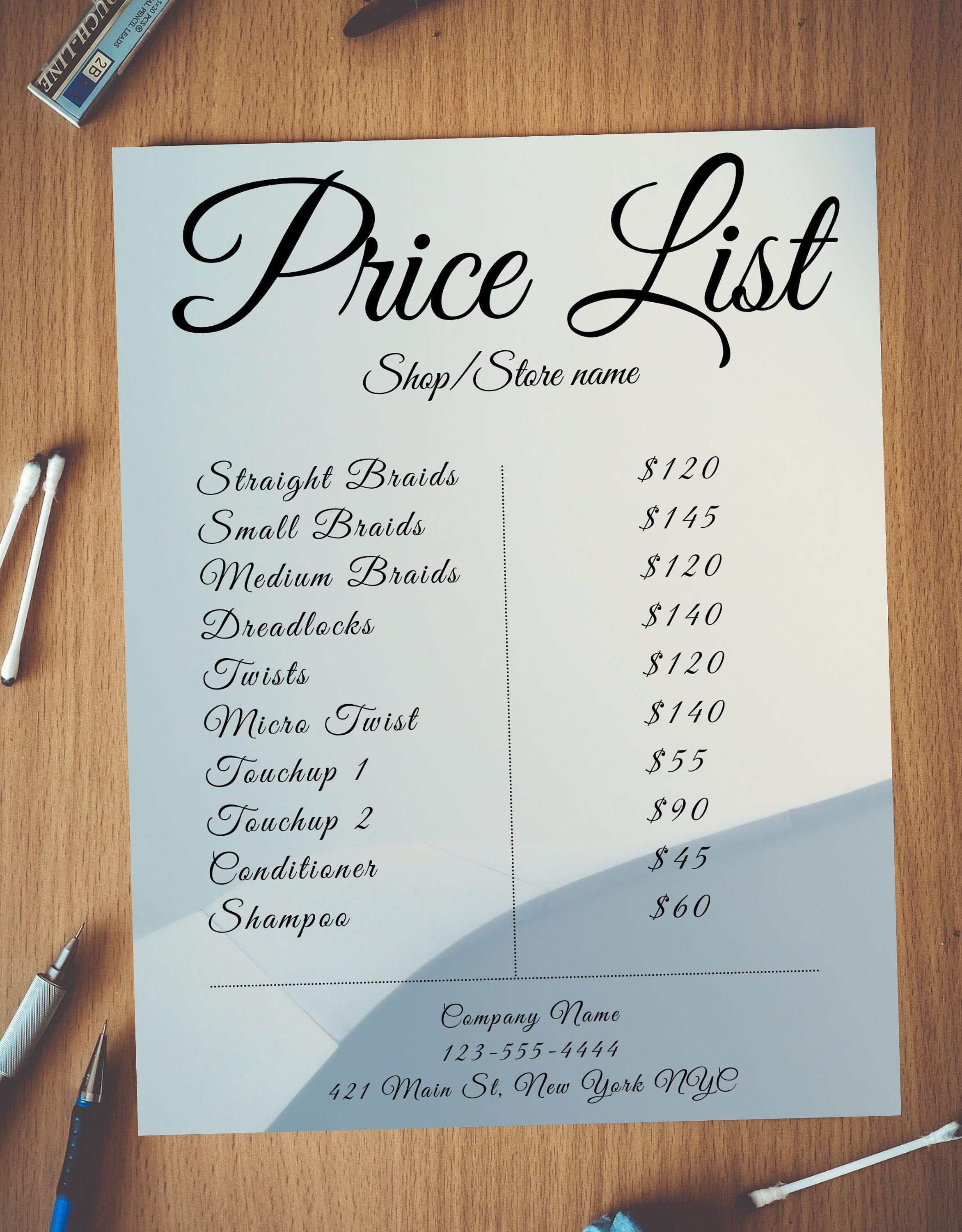 Small Business Price List Download, Price List Template, Editable Price ...