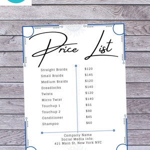 Small Business Price List Download, Price List Template, Editable Price ...