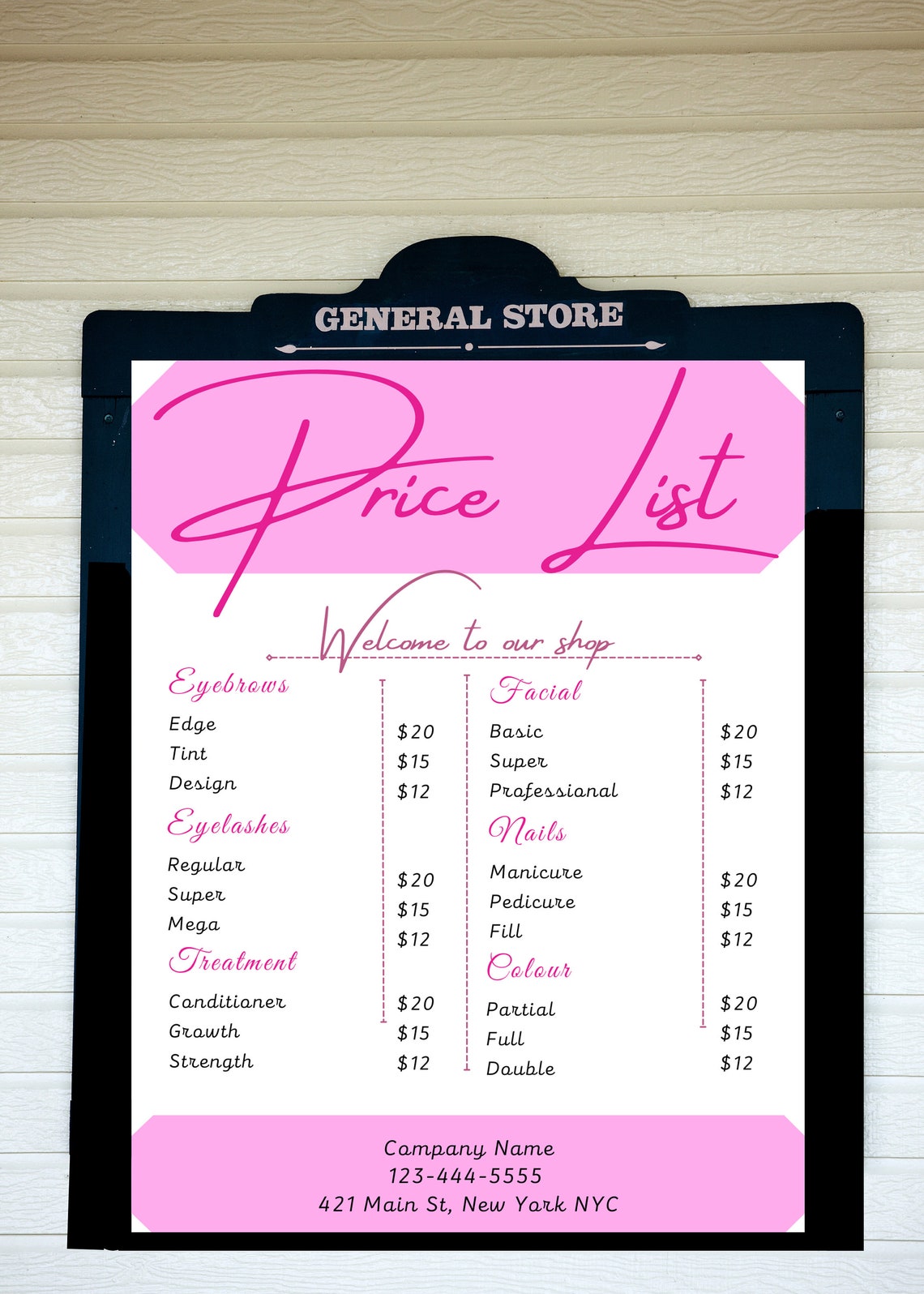 Small Business Price List Download, Pink Price List Template, Editable ...