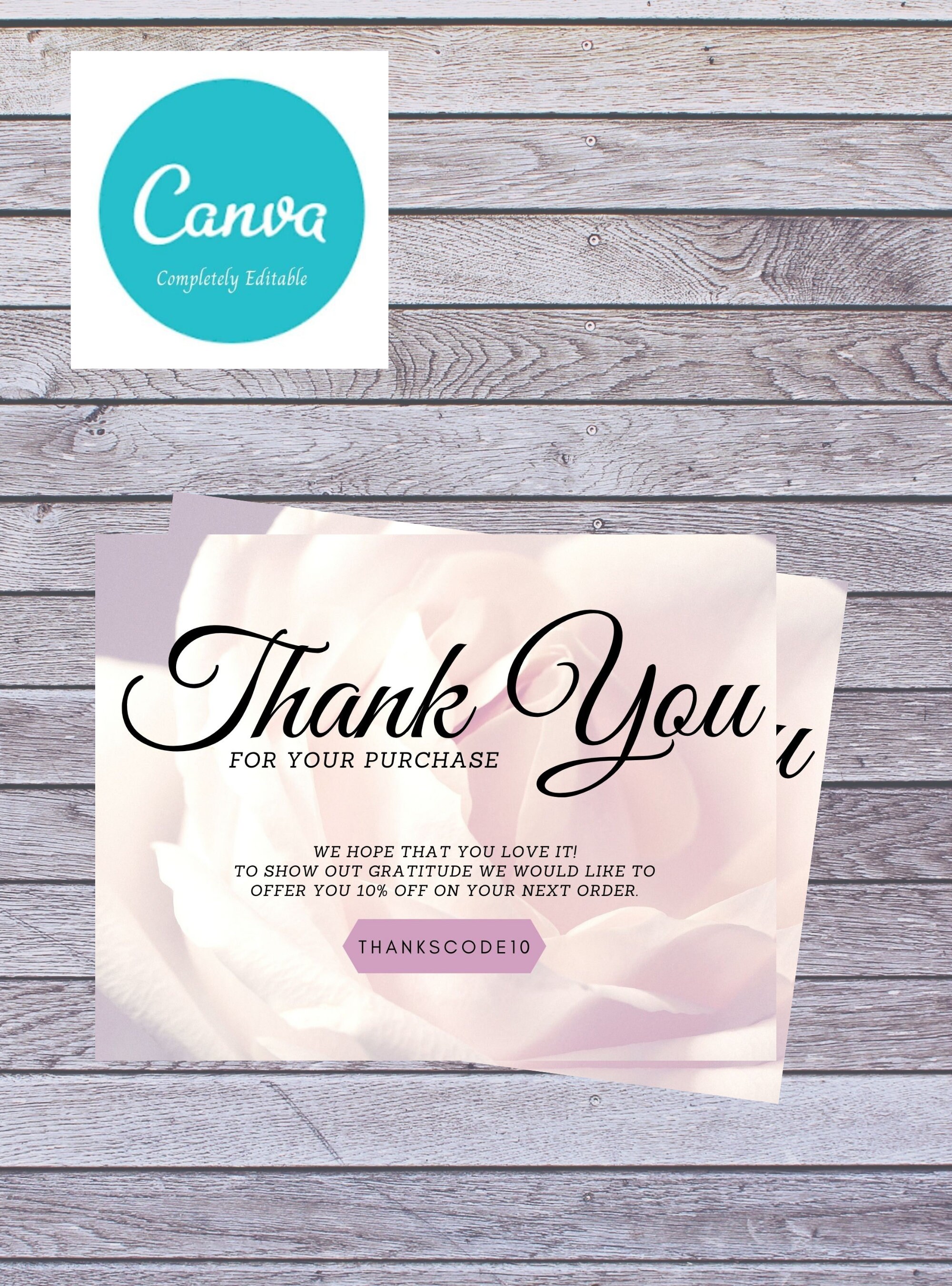 Thank You for Order, Thank You Notecard, Business Thank You, Editable ...