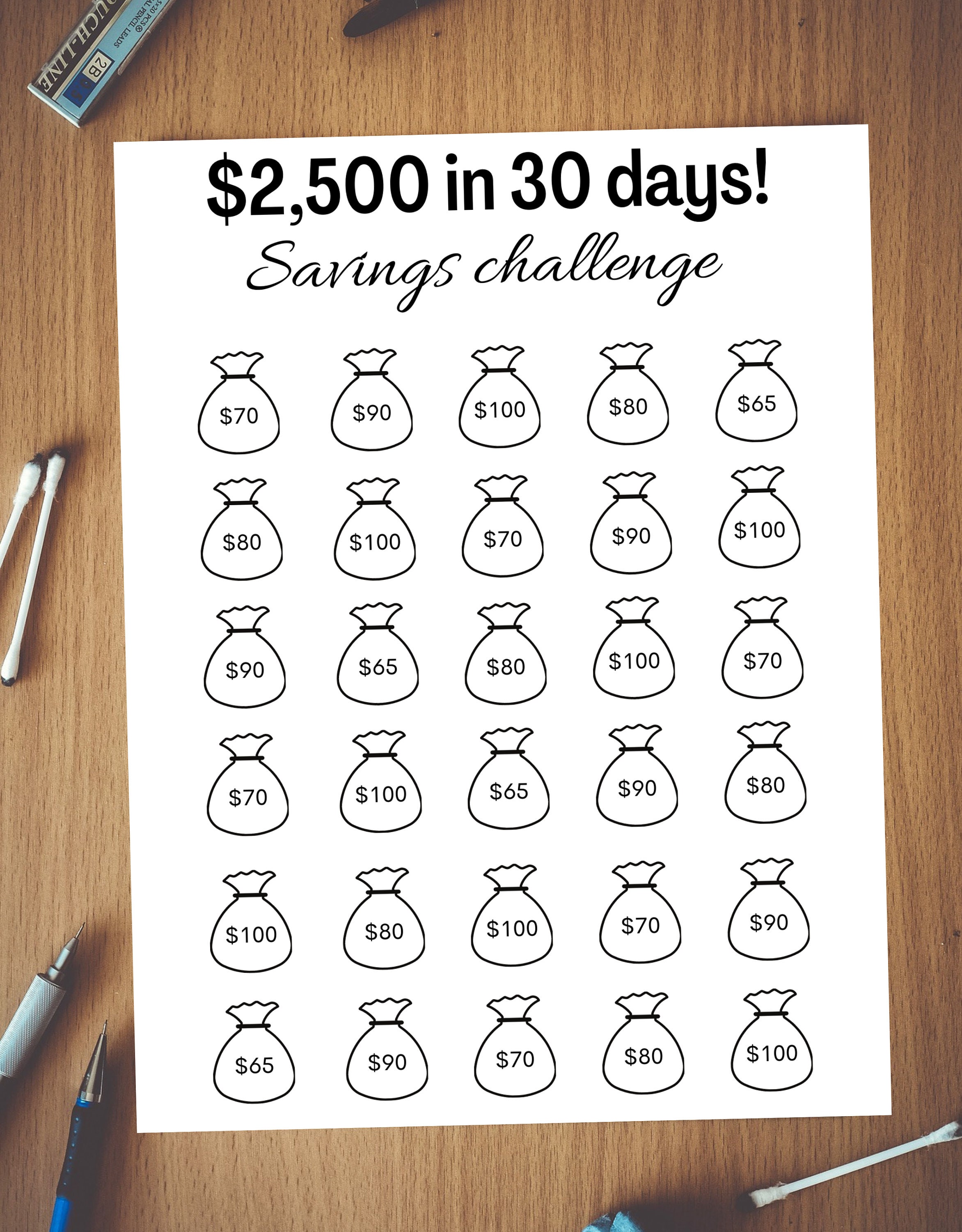 2 500 In 30 Days Savings Challenge Saving Challenge For One Month