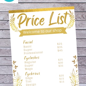 Small Business Price List Download, Price List Template, Editable Price ...