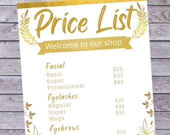Small Business Price List Download, Price List Template, Editable Price ...