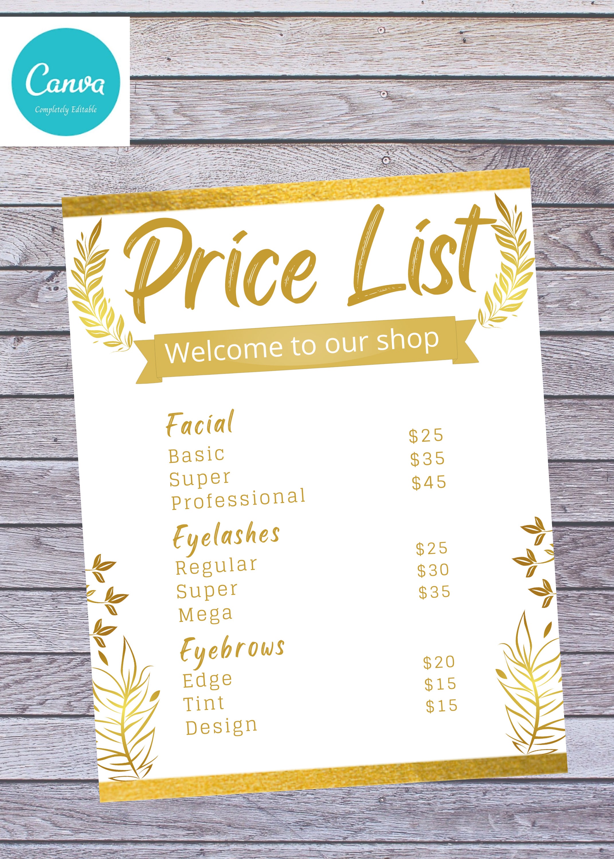 Small Business Price List Download, Price List Template, Editable Price ...
