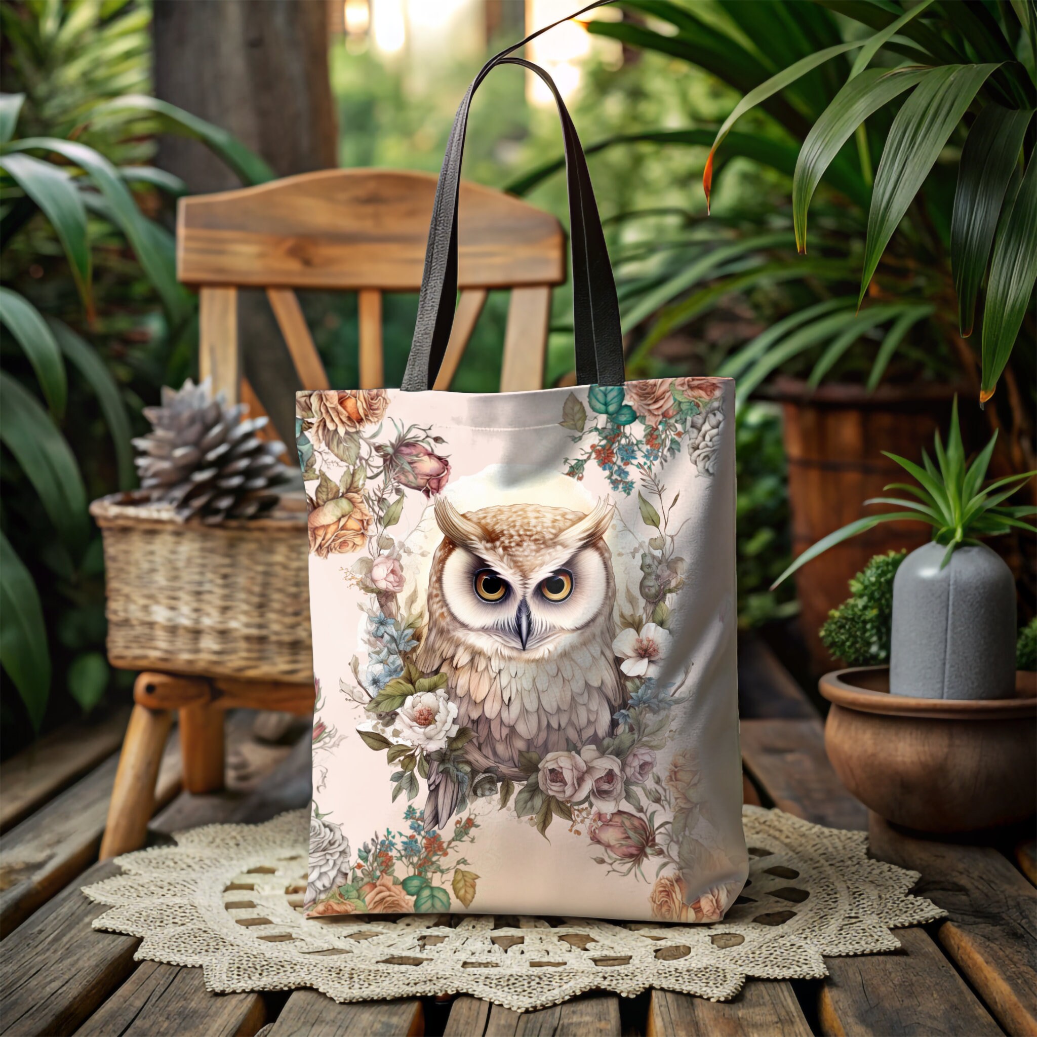Cottagecore Tote Bag, Forestcore Tote, Botanical Tote, Owl Tote ...