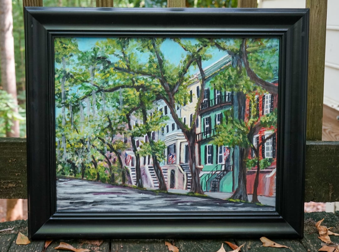 Original Framed Savannah Georgia Art Painting, Jones Street Painting ...