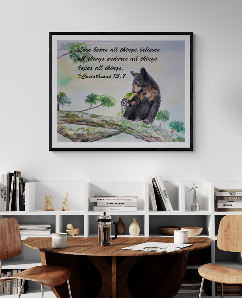 Love Bears All Things Print, I Corinthians 13 Print, Inspirational Art ...