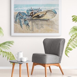 Crab Art Print, Crab Beach Print, Coastal Watercolor Print, Crab ...