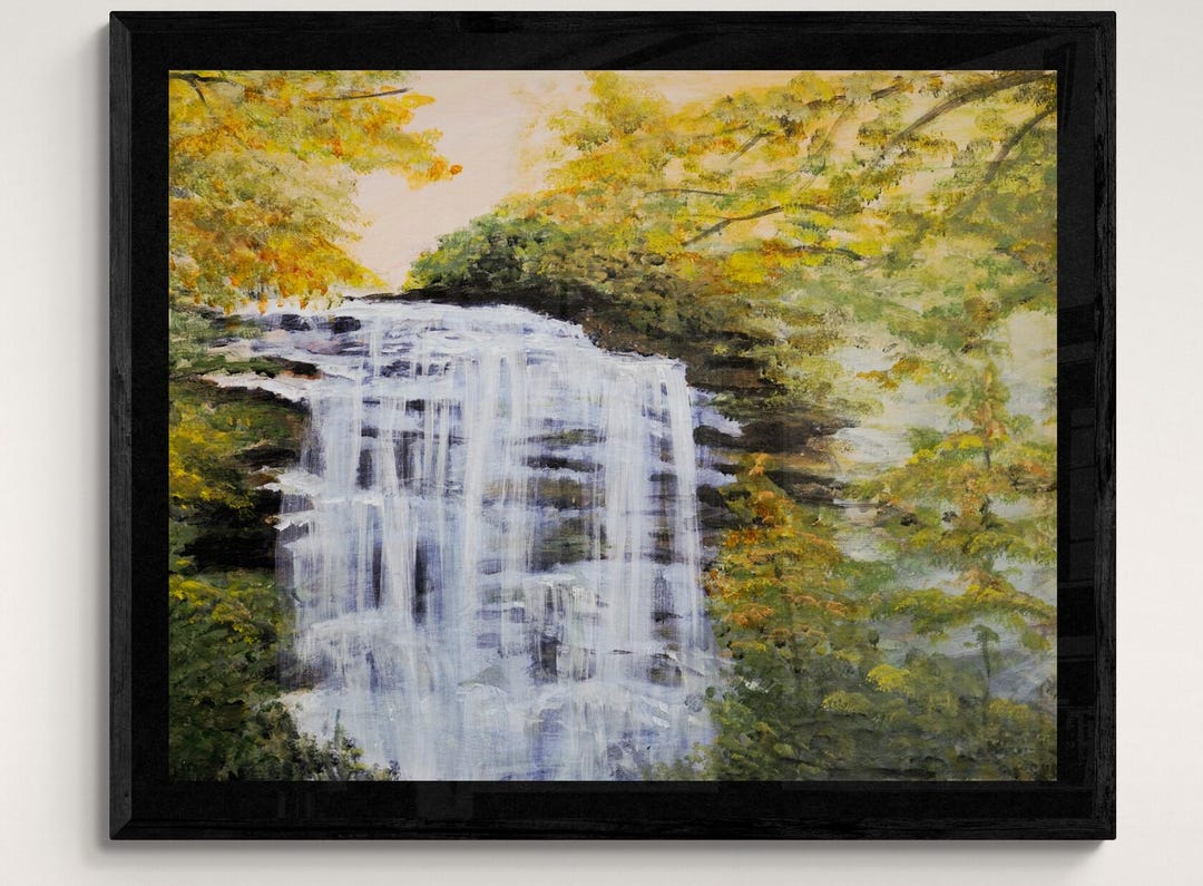 Waterfall Art Print, Highlands North Carolina Waterfall Print, Blue ...