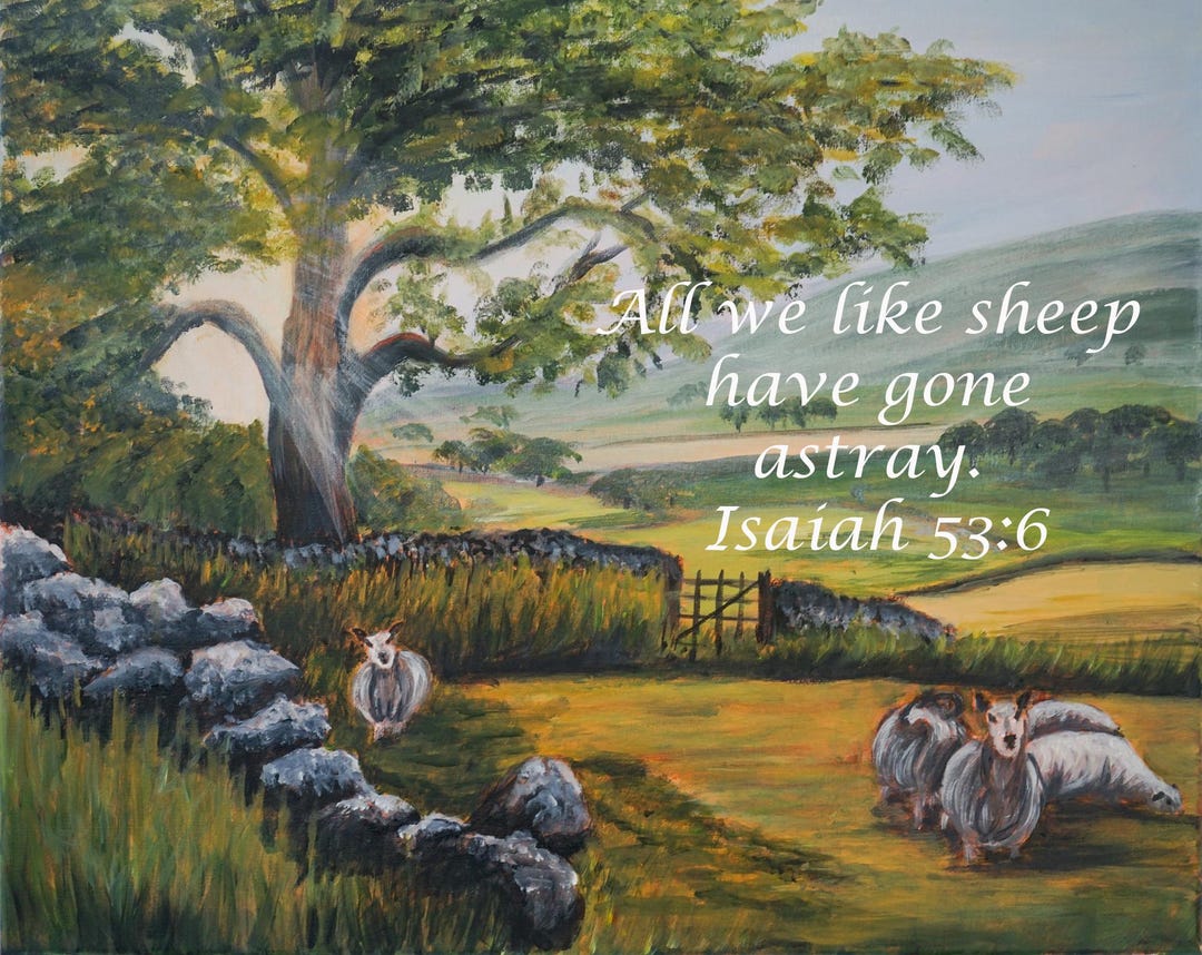 Isaiah 53 Print, Sheep With Scripture Print, Inspirational Print ...