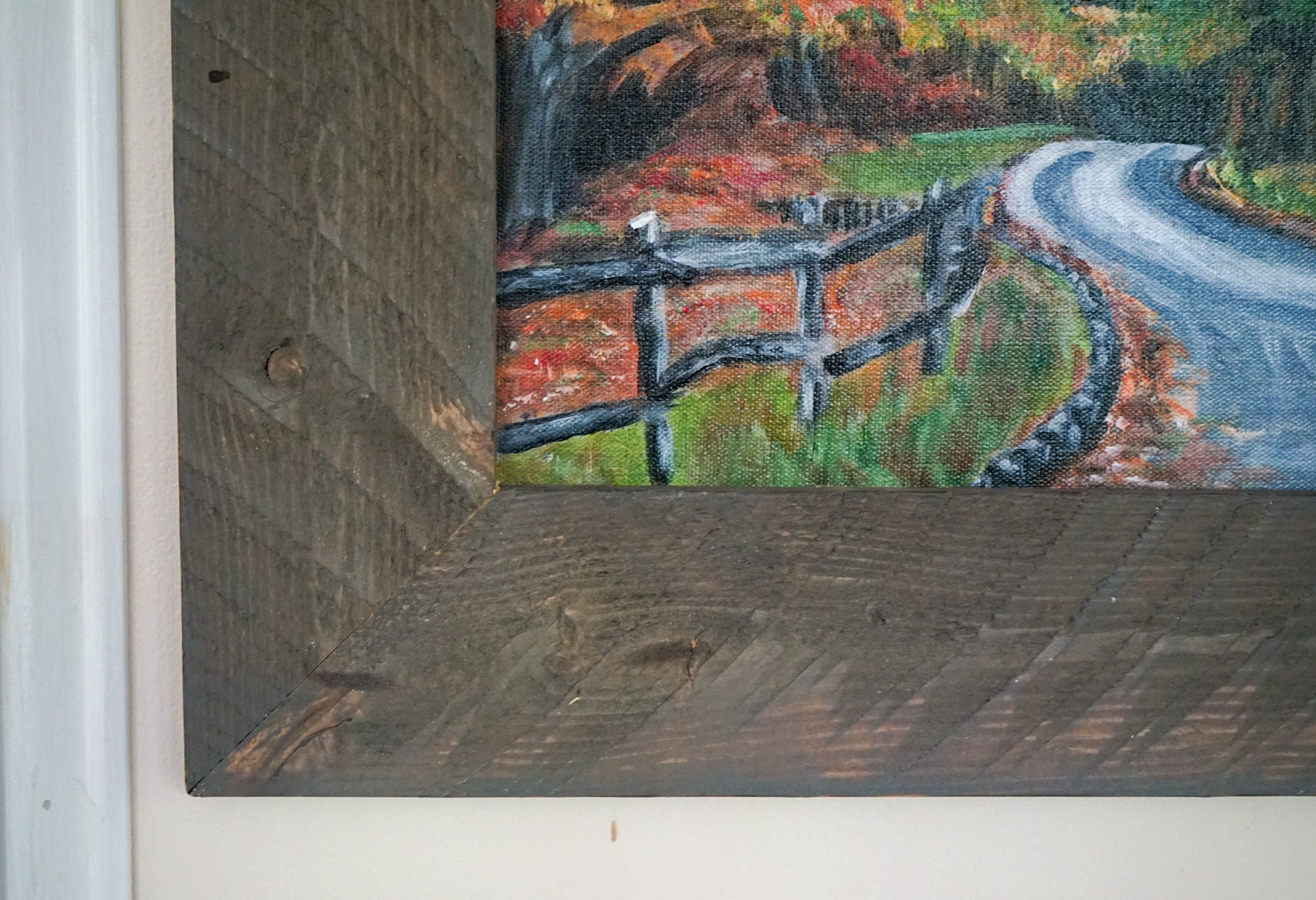 Framed Original Fall Road Painting, Autumn Foliage Painting, Autumn ...