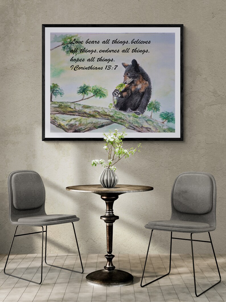 Love Bears All Things Print, I Corinthians 13 Print, Inspirational Art ...