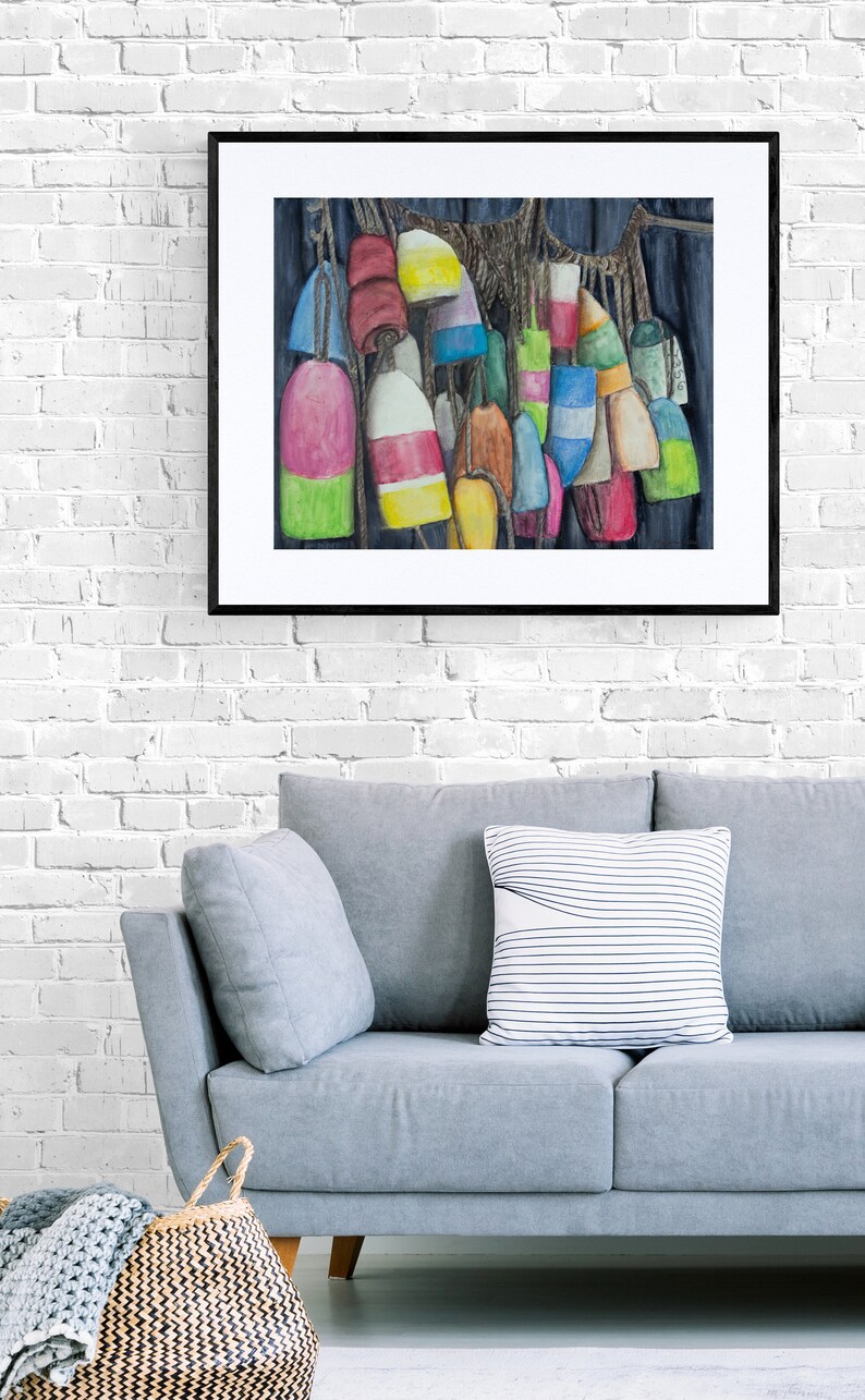 Bouy Art Print, Bouy Décor, Nautical Bouy Print, Bouy Painting, Lobster ...