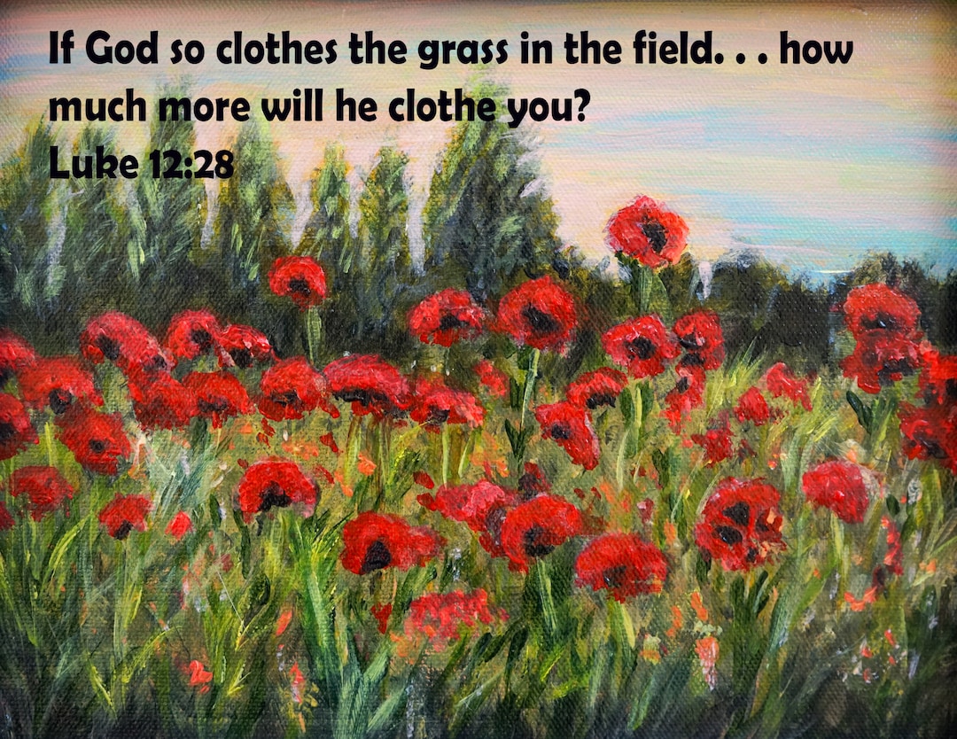 Poppies Print With Verse, Luke 12:28 Print, Inspirational Poppies Wall ...