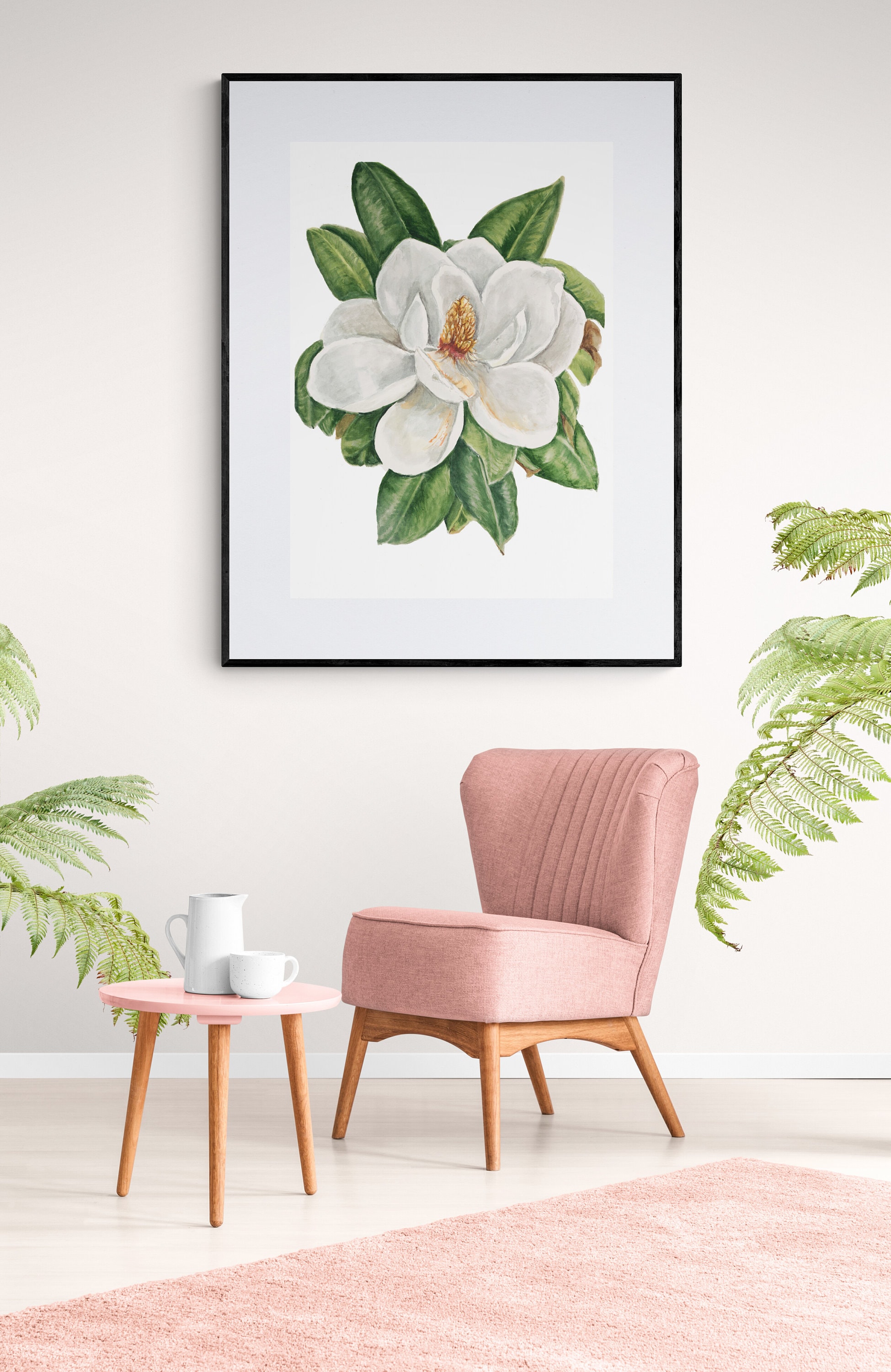 White Magnolia Art Print Magnolia Watercolor Print Southern - Etsy