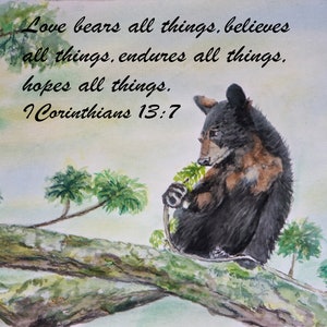 Love Bears All Things Print, I Corinthians 13 Print, Inspirational Art ...