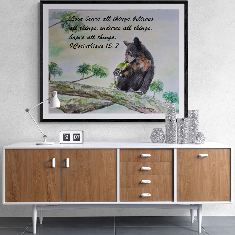 Love Bears All Things Print, I Corinthians 13 Print, Inspirational Art ...