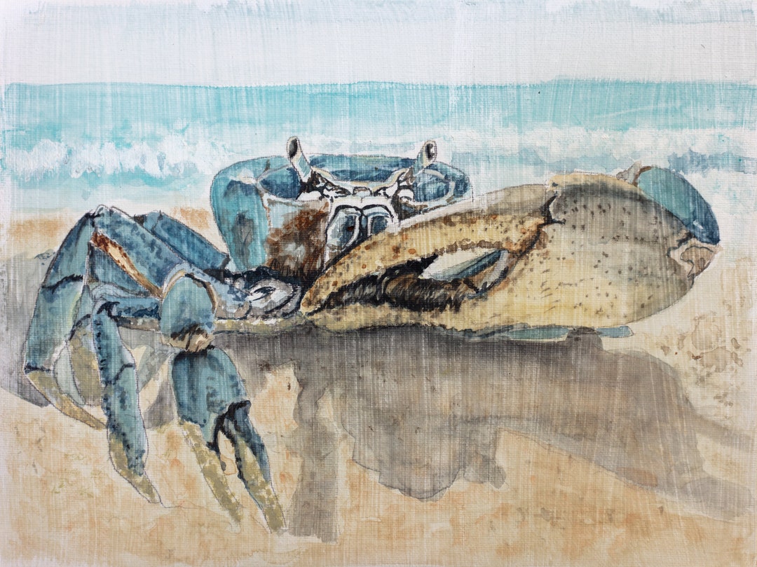 Crab Art Print, Crab Beach Print, Coastal Watercolor Print, Crab ...