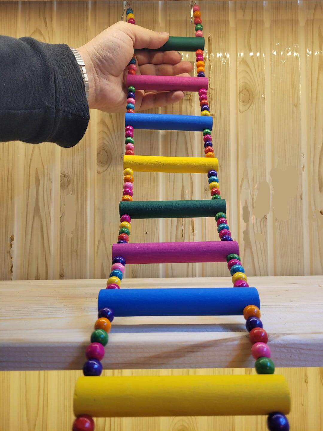 Natural Wooden Bird Ladders,bird Cage Ladder, Colorful Parrot Ladders ...