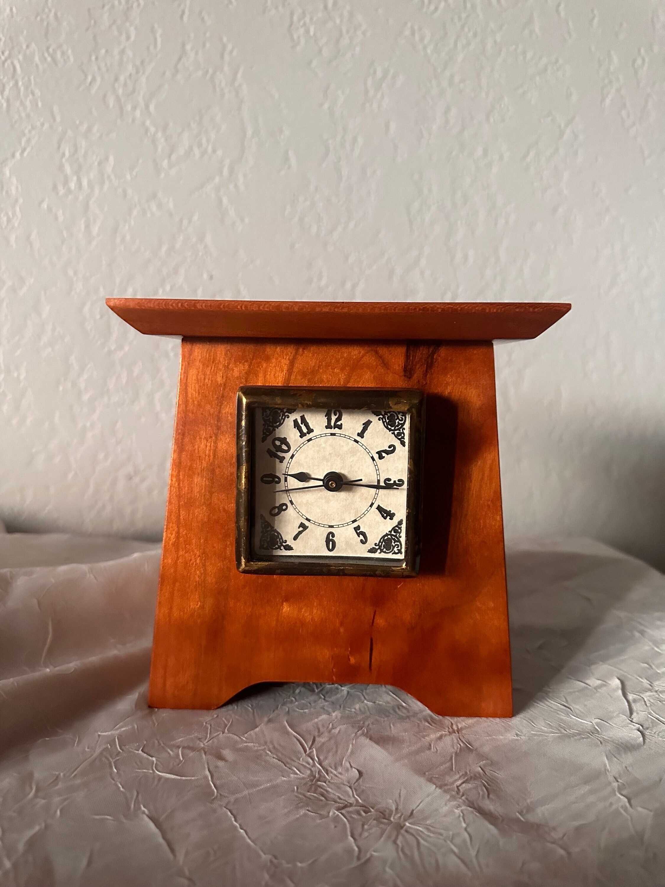 Vintage MCM Table Clock Tortoise Shell Clock Handmade Desk Clock Mantle ...