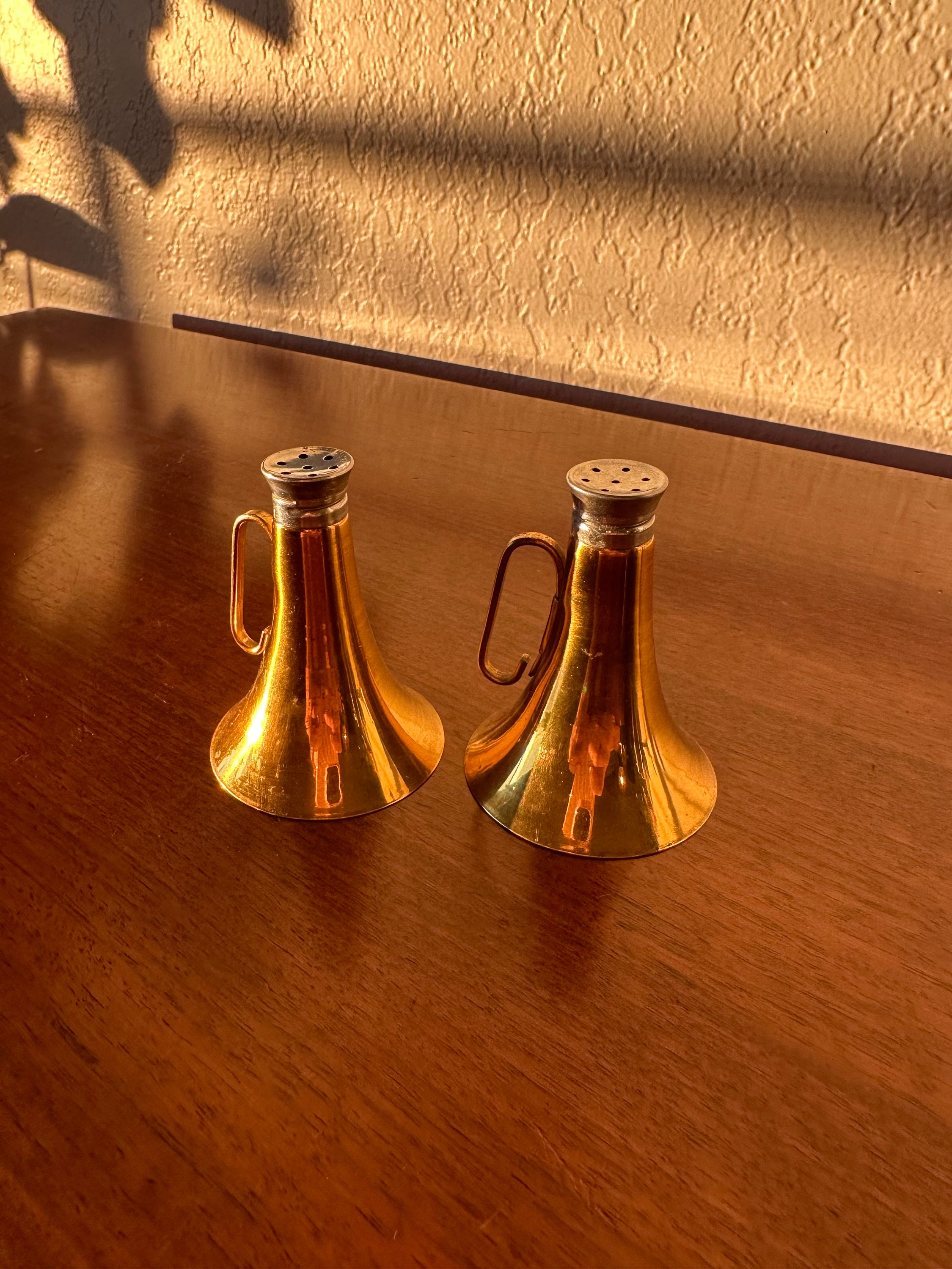 Brass 1950's Megaphone Salt and Pepper Shaker Set - Etsy