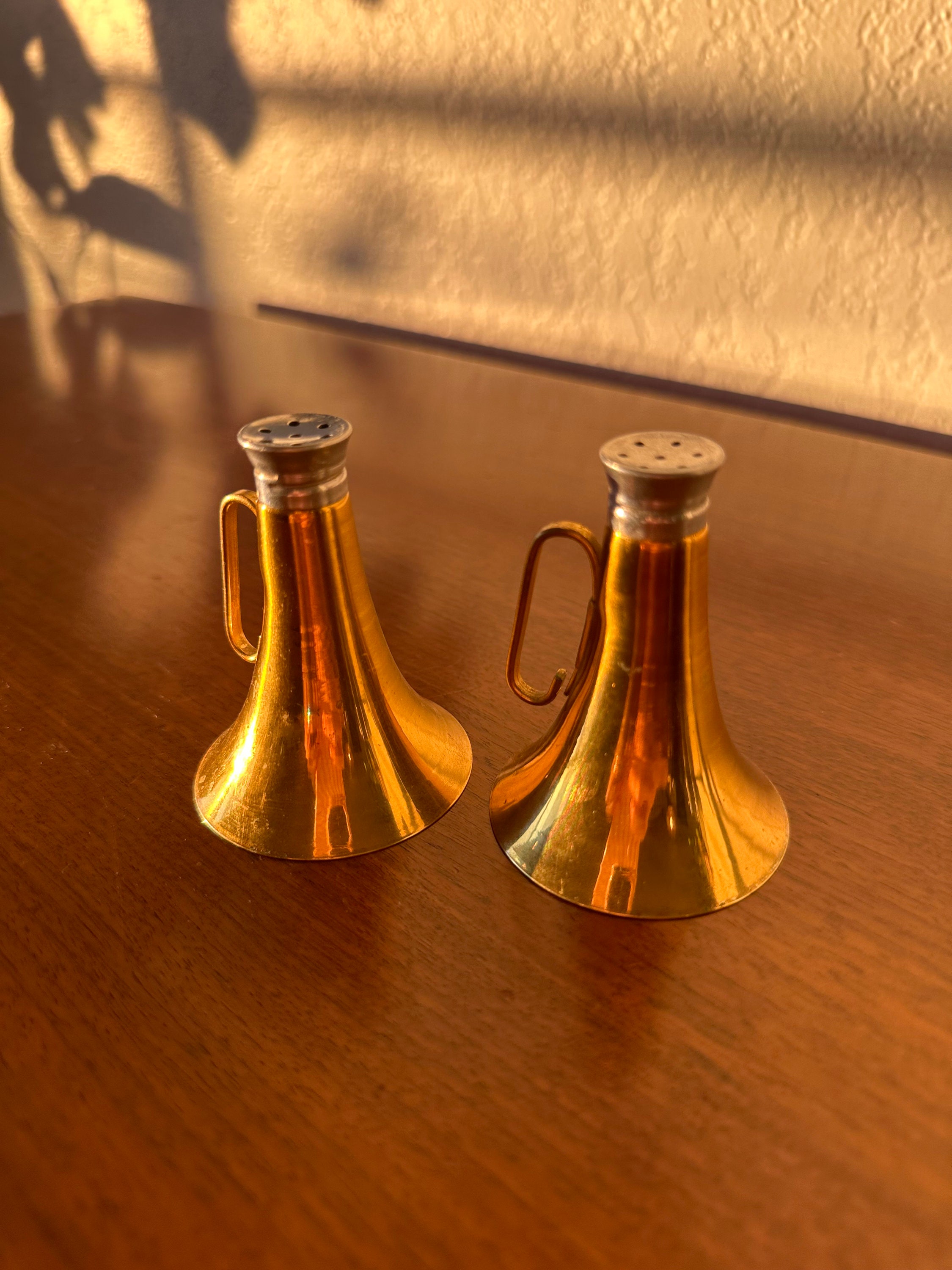 Brass 1950's Megaphone Salt and Pepper Shaker Set - Etsy