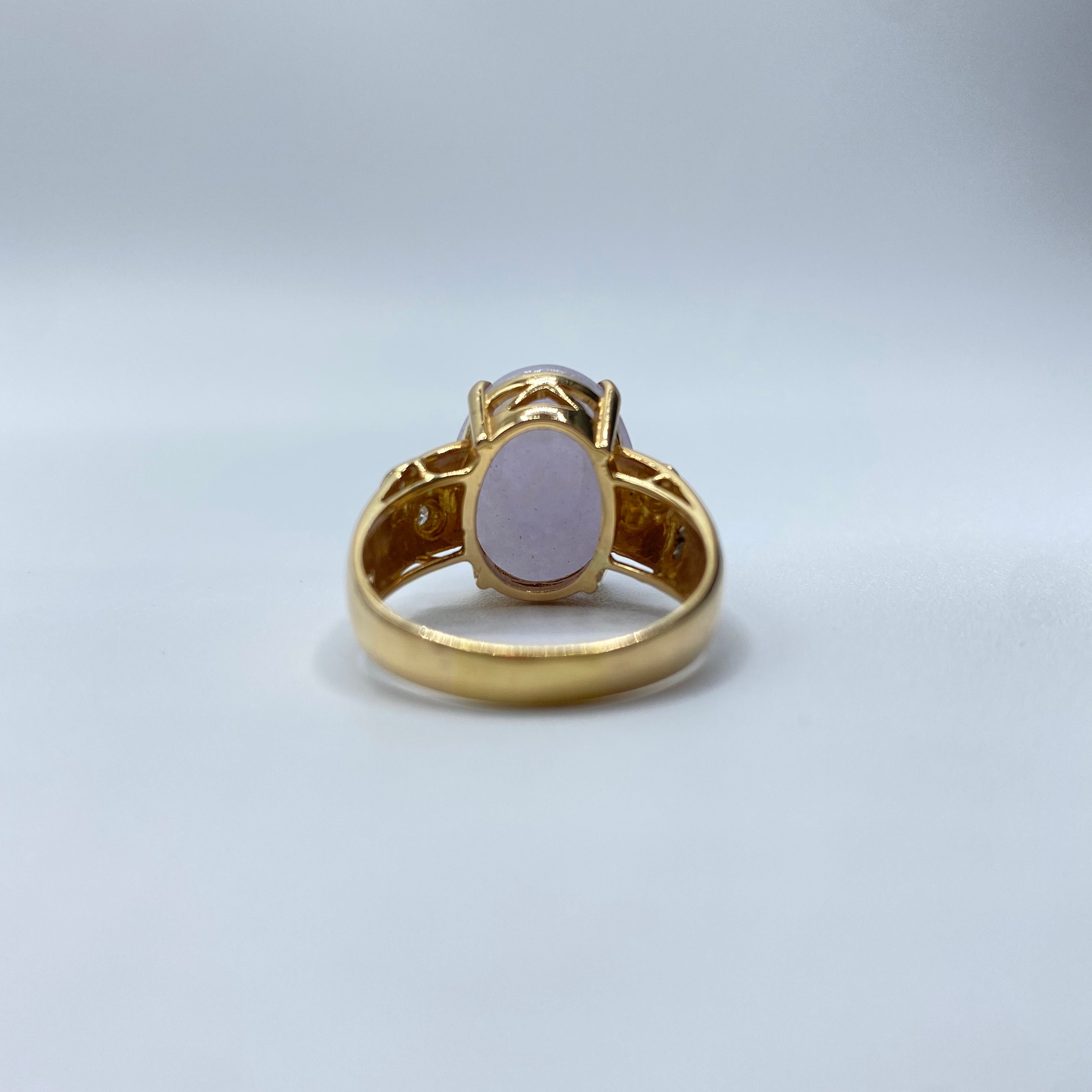 Vintage Light Lavender Jade Ring Diamond Accent 14K Yellow - Etsy