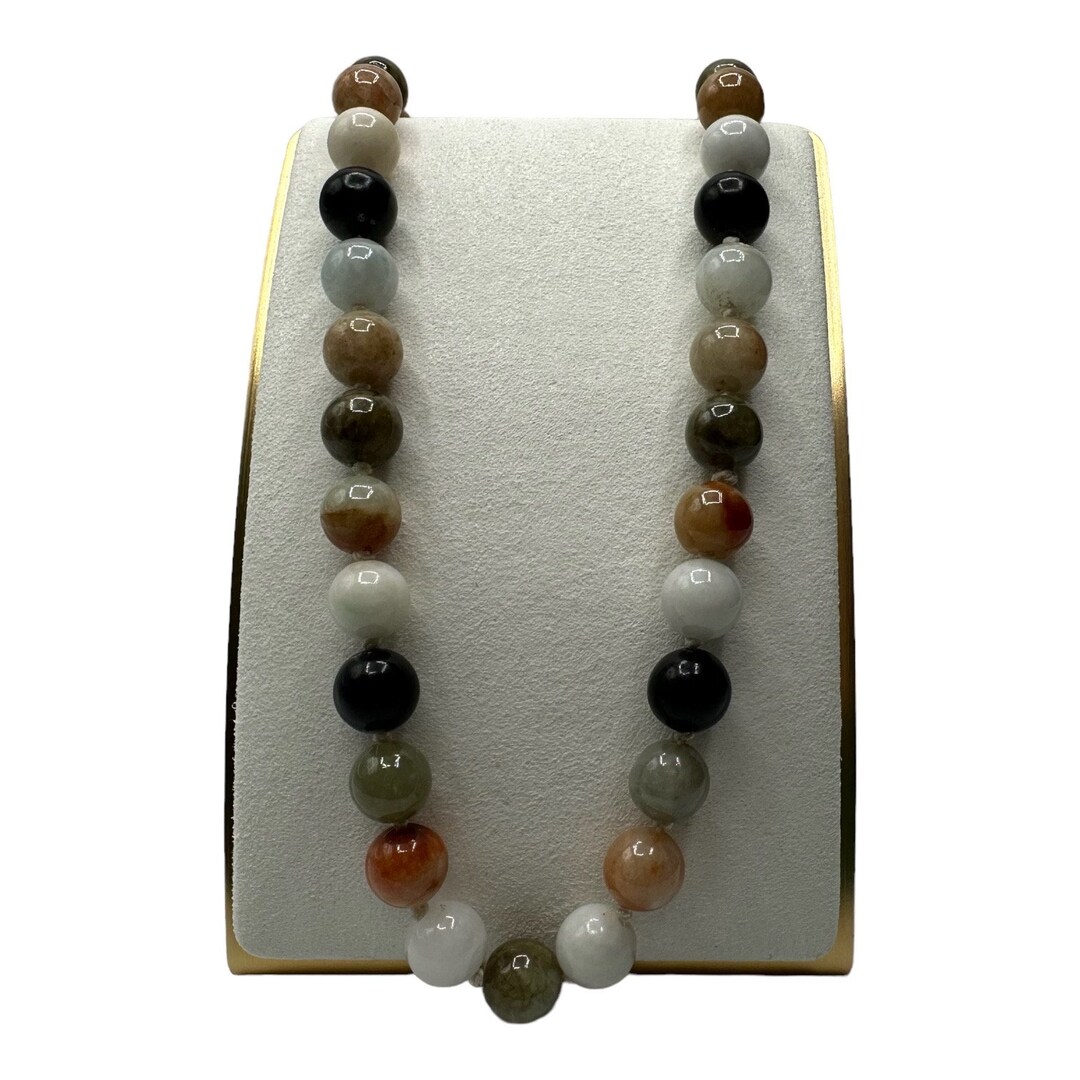 14K Gold Multi-color Jade Bead Necklace 14K Clasp - Etsy